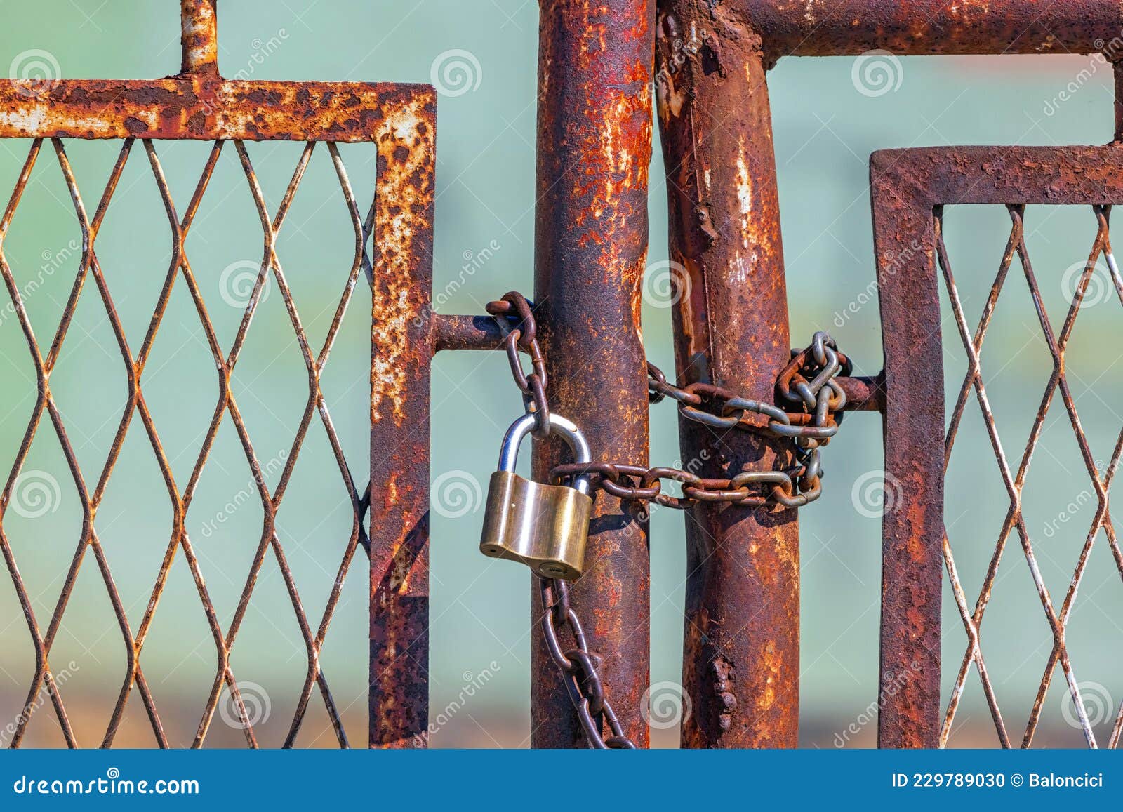 Rusty Chains Padlock stock photo. Image of closed, padlock - 229789030