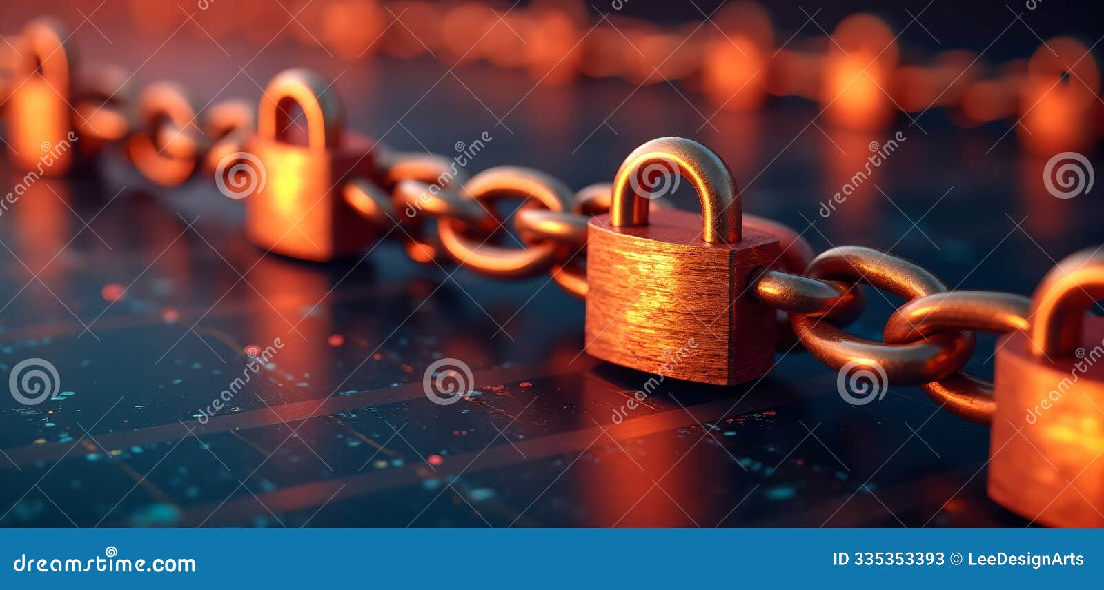 Chain of Padlocks Representing Network Security Stock Image - Image of ...