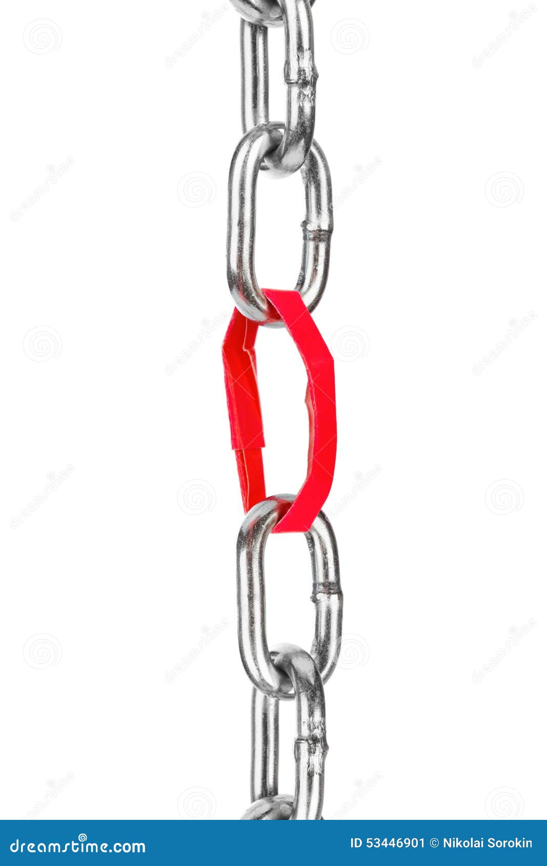 Chain with paper link stock image. Image of broken, bound - 53446901
