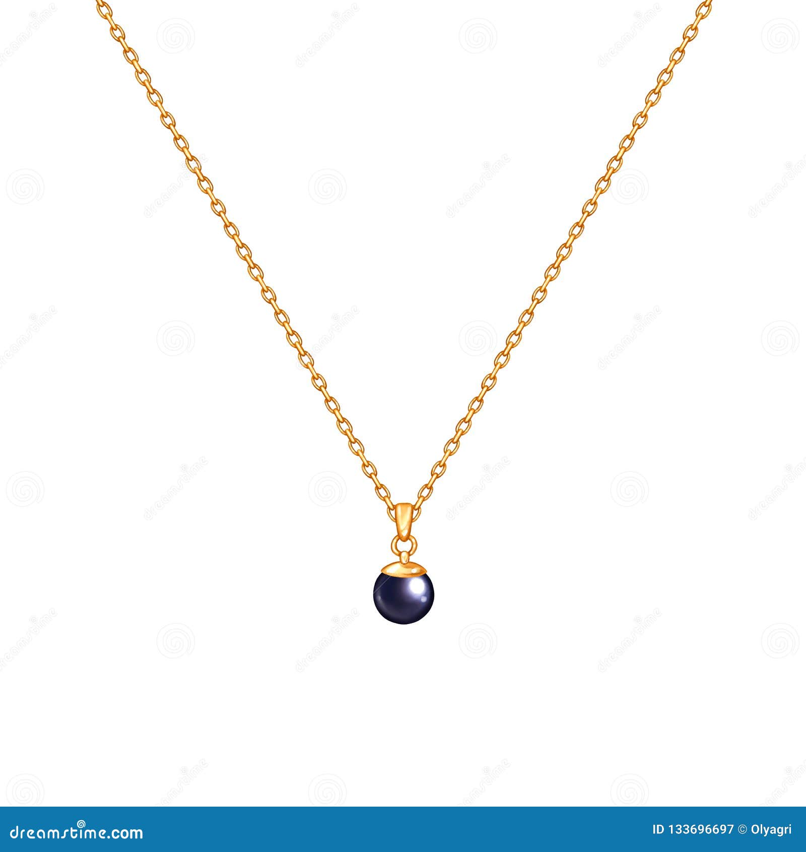 Chain with pearl stock illustration. Illustration of necklace - 133696697