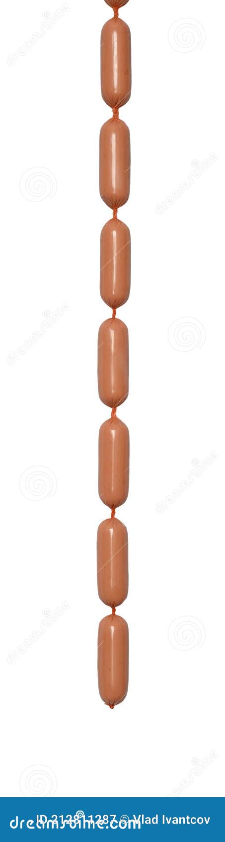 A Chain of Raw Sausages Hangs Stock Image - Image of background ...
