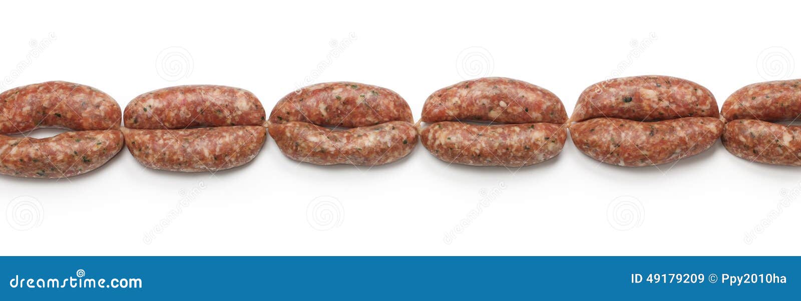 Chain of raw sausages stock image. Image of background - 49179209
