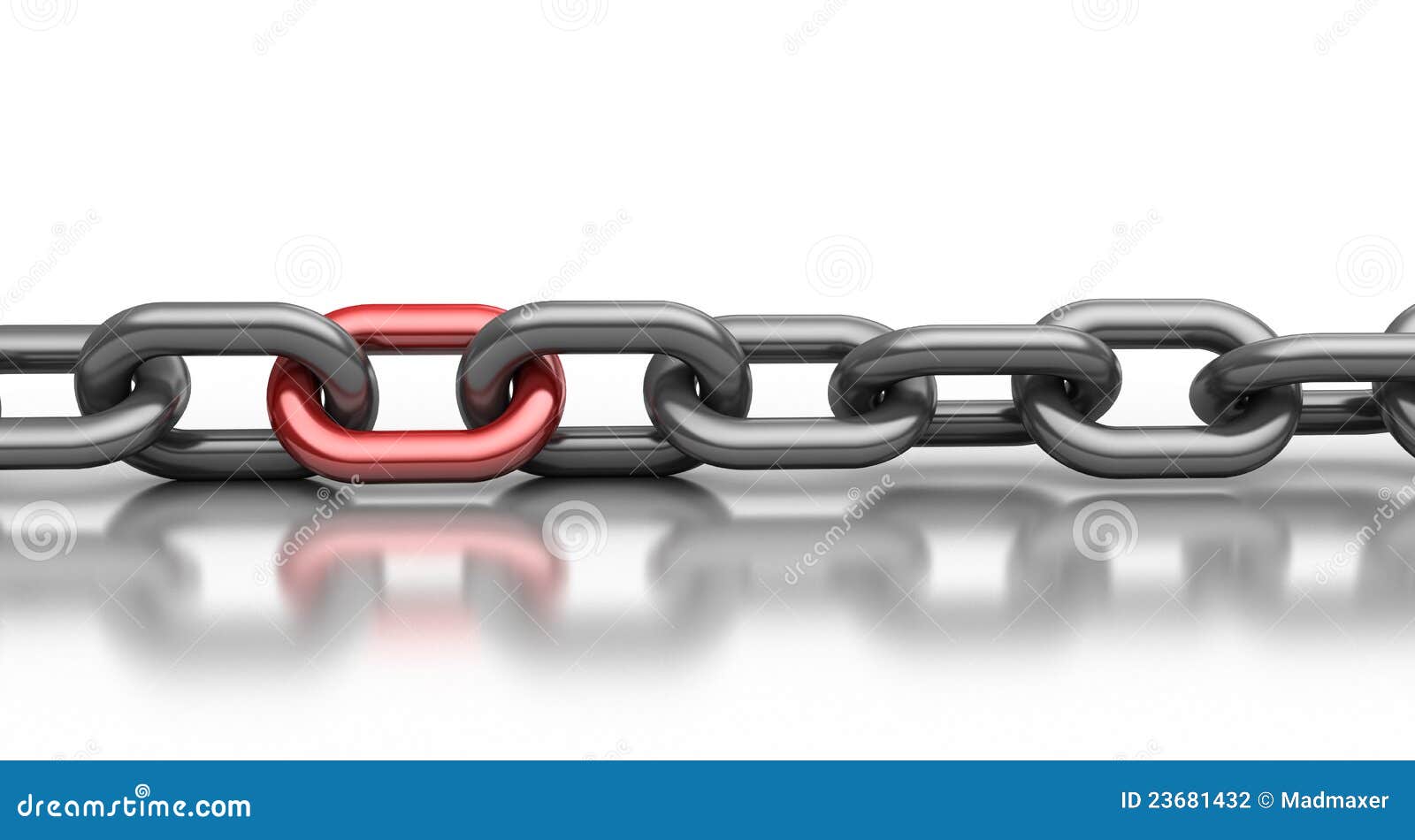 Chain with red link stock illustration. Illustration of industry - 23681432