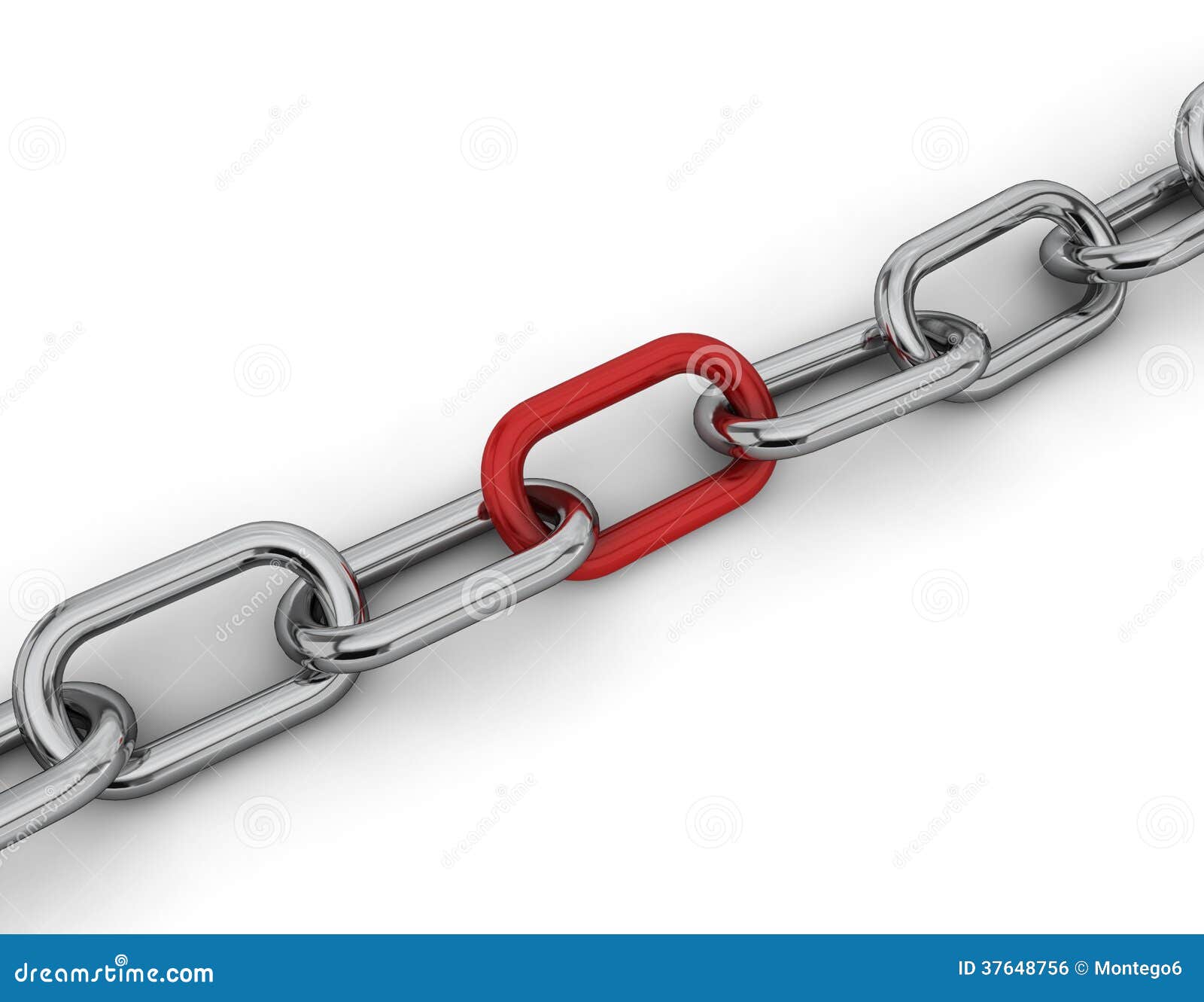 Chain with red link stock illustration. Illustration of boundary - 37648756