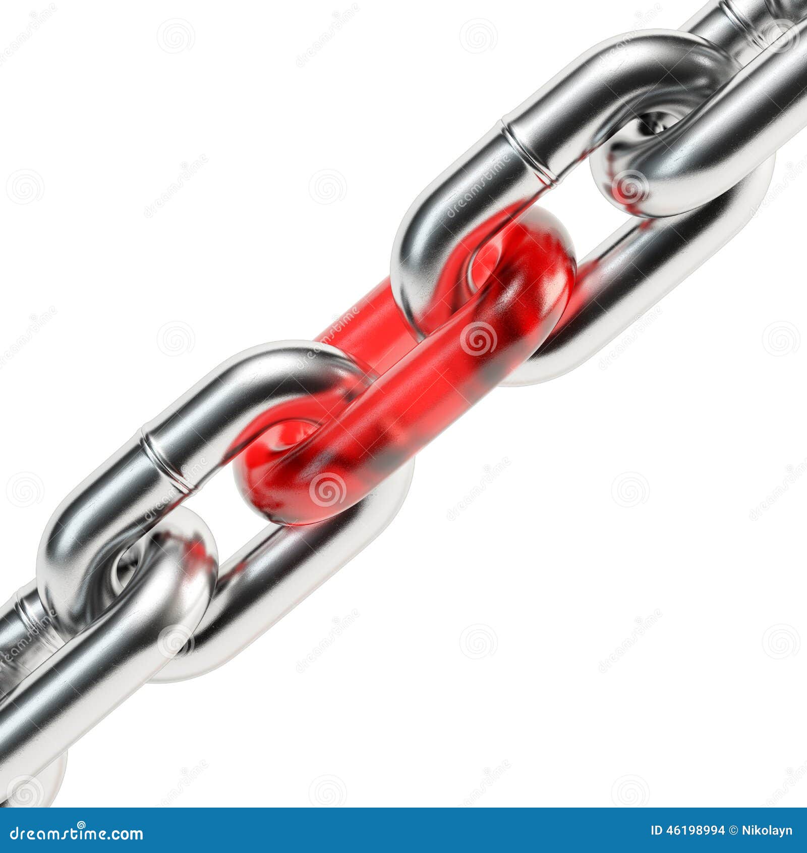 Chain with red link stock illustration. Illustration of abstract - 46198994
