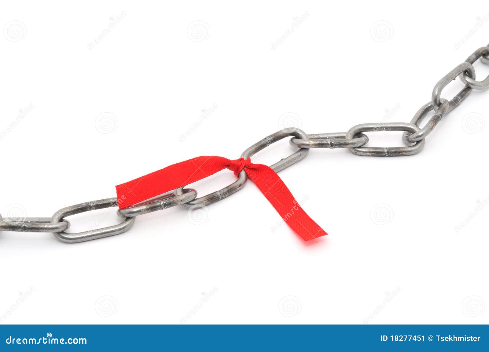 Chain and red ribbon stock image. Image of link, close - 18277451