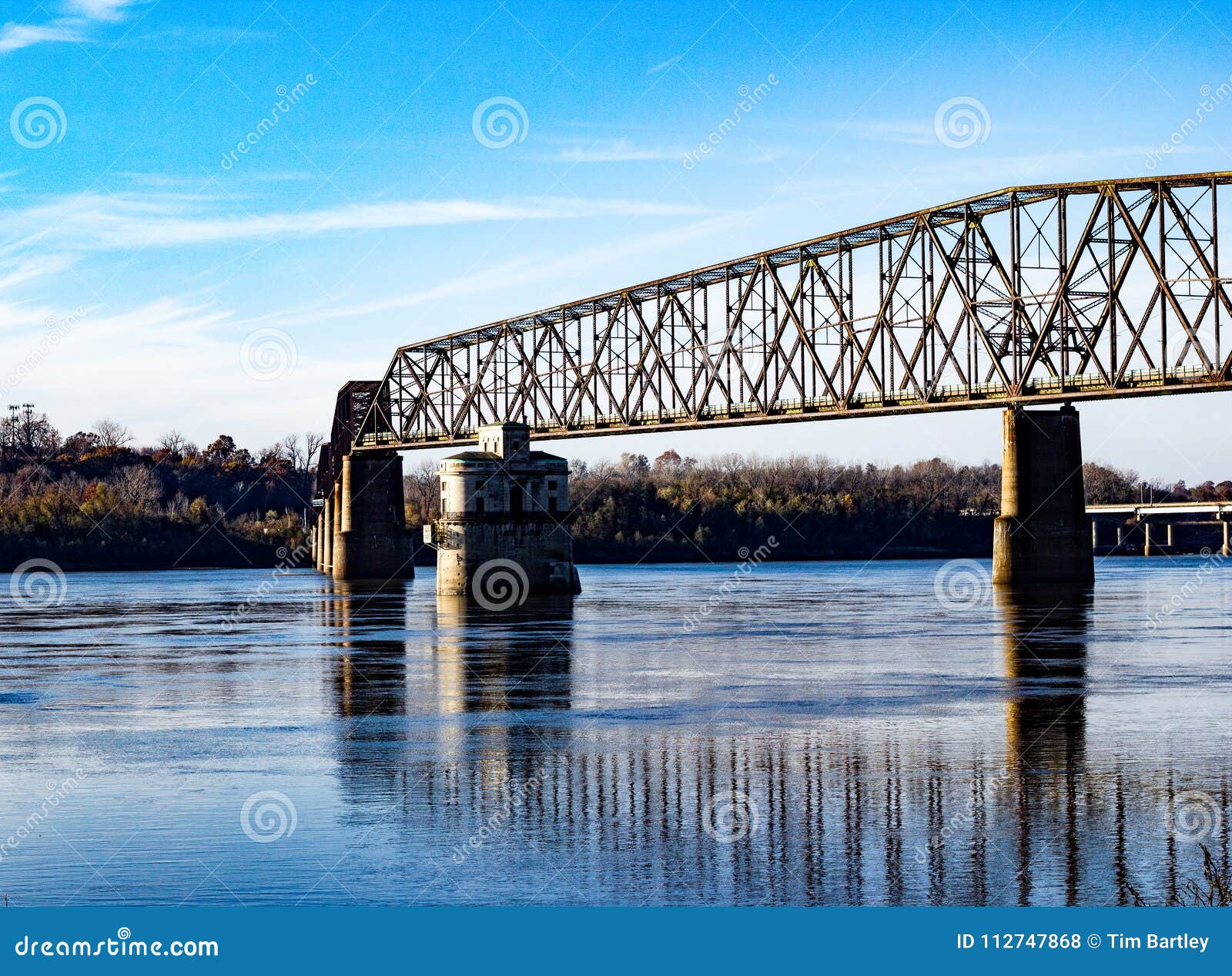 Chain of Rocks Bridge Over the Mississippi River Stock Photo - Image of ...