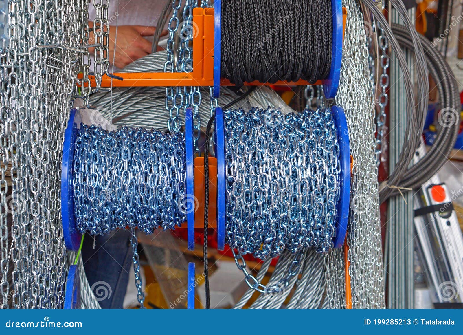 Chain rolls stock image. Image of equipment, steel, safety - 199285213