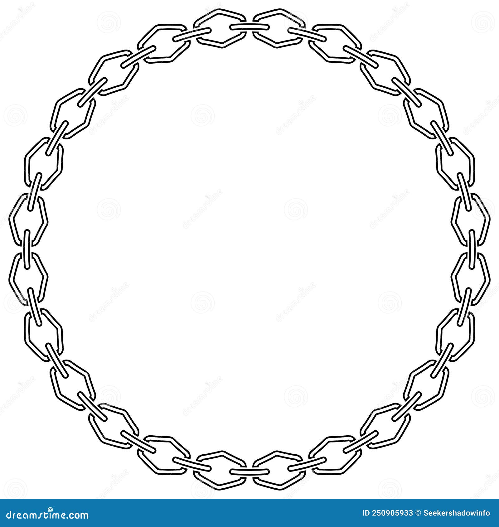 Chain Round Frame. Black Necklace Pattern Stock Vector - Illustration ...