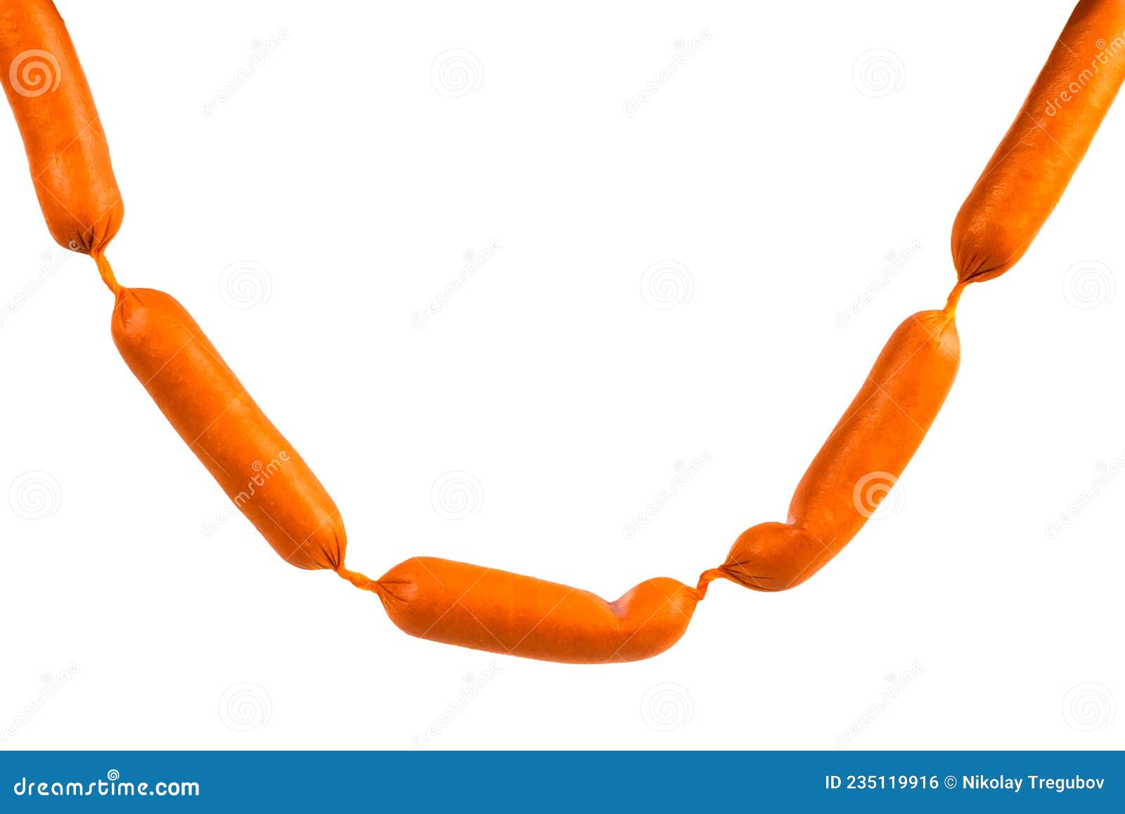 Chain of Sausages Isolated on the White Background Stock Photo - Image ...