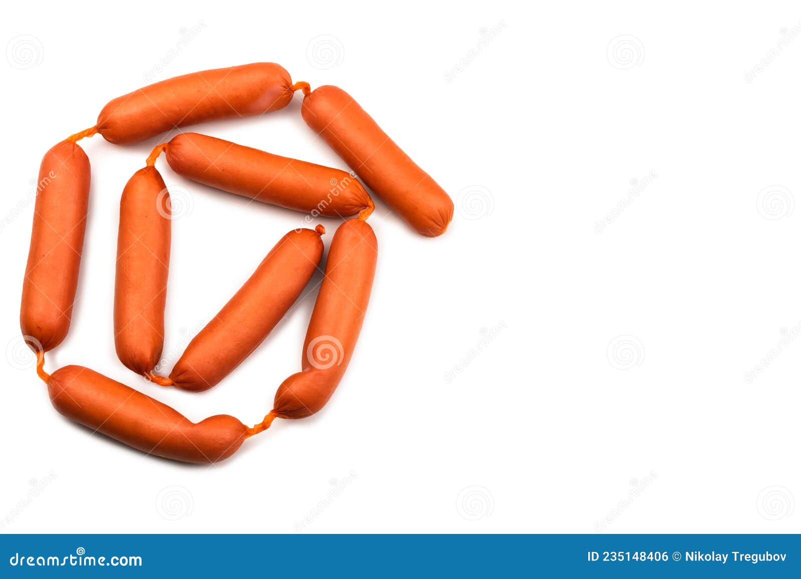 Chain of Sausages Isolated on the White Background Stock Photo - Image ...