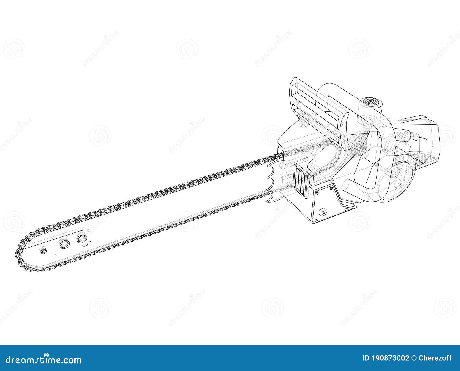 Chain saw. 3d illustration stock illustration. Illustration of handle ...