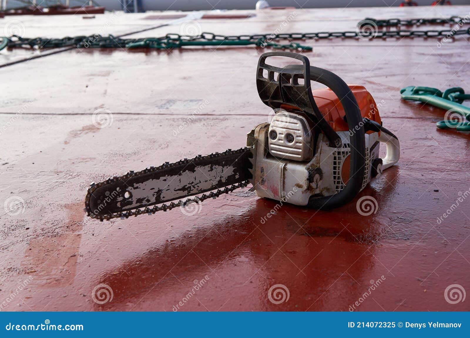 Chain Saw Laying on Deck of Ship Stock Image - Image of occupation ...