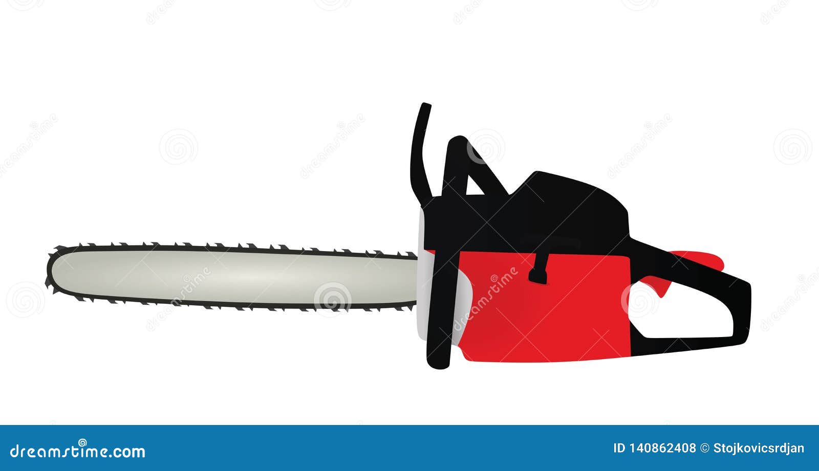 Chain saw, side view stock vector. Illustration of cutter - 140862408