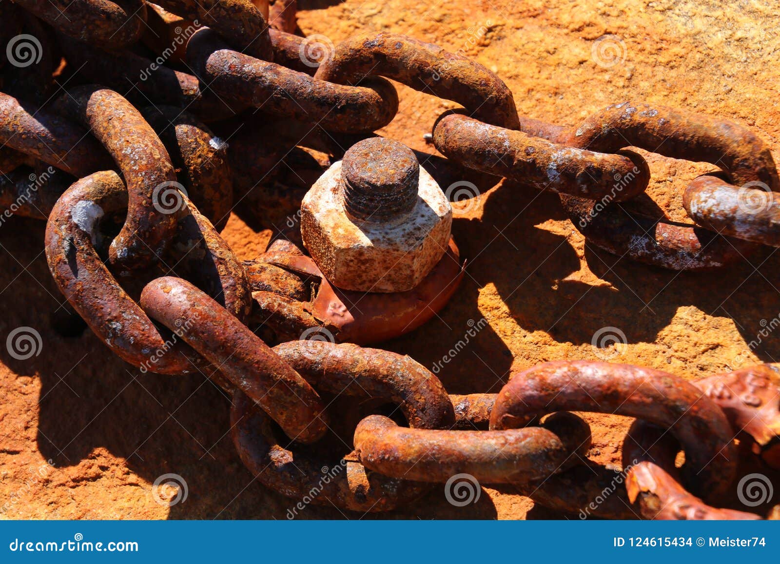 Chain and with nut stock photo. Image of protection - 124615434