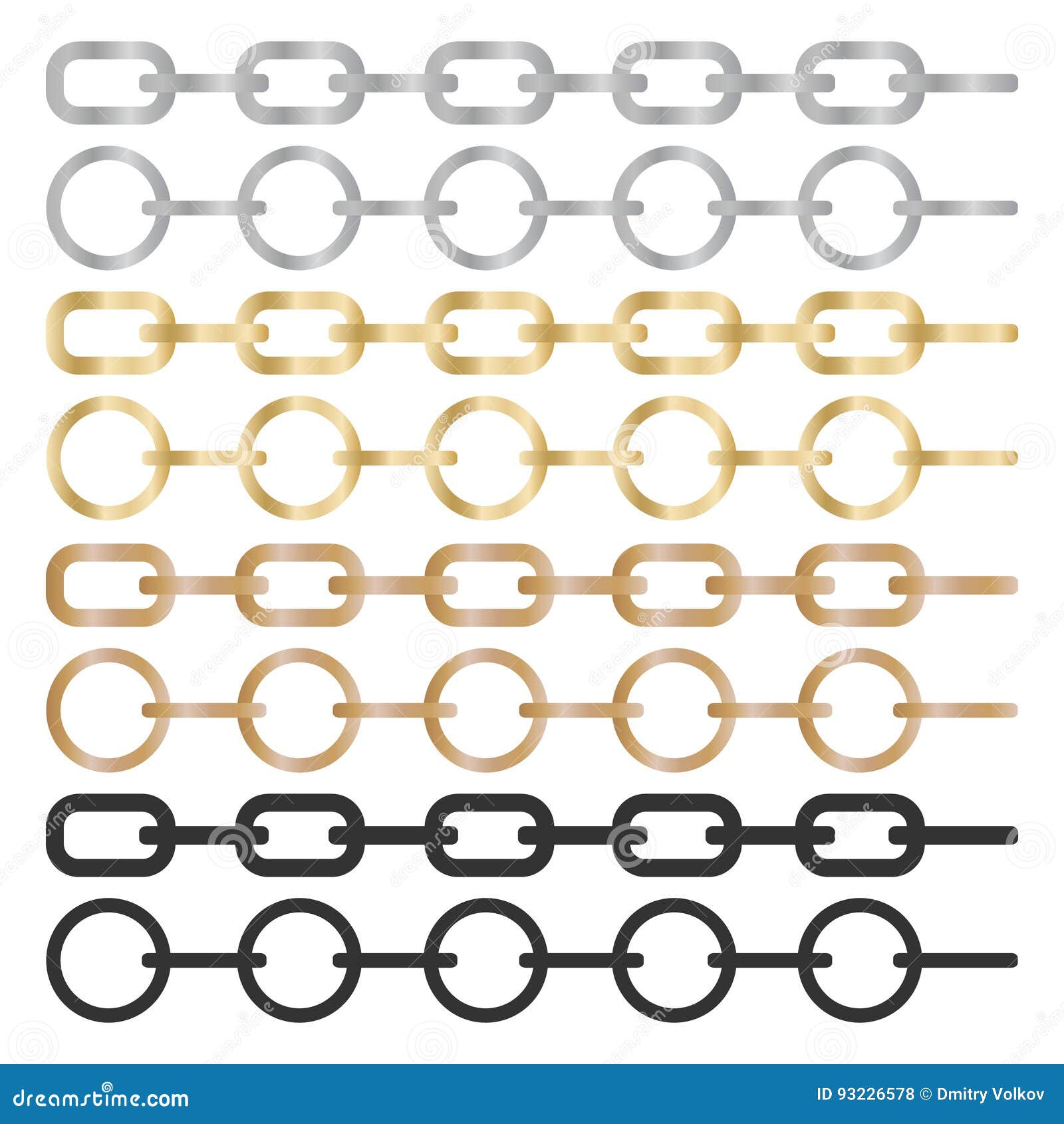 Chain, set of chains stock illustration. Illustration of attach - 93226578