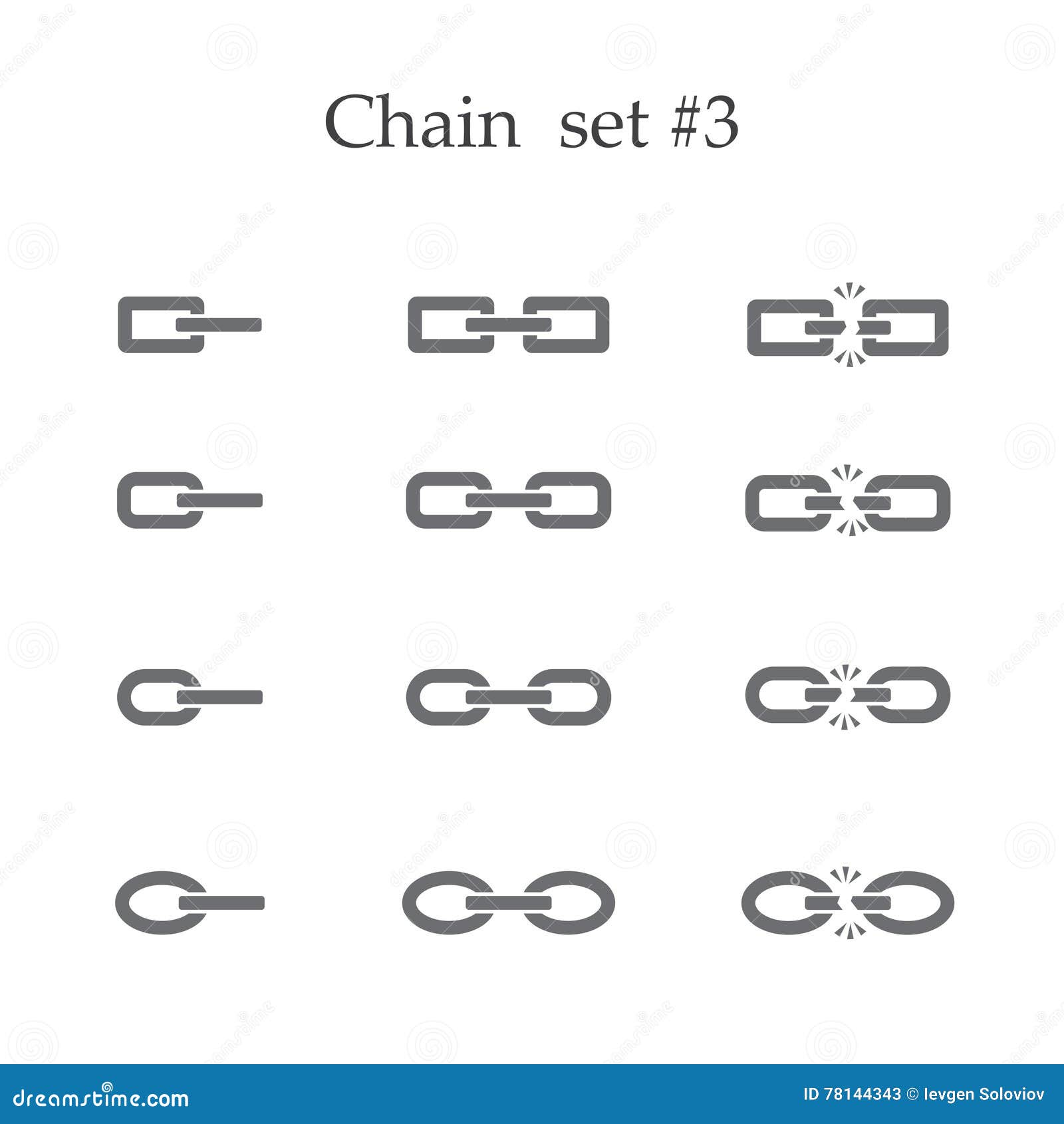 Chain set three stock vector. Illustration of pressure - 78144343