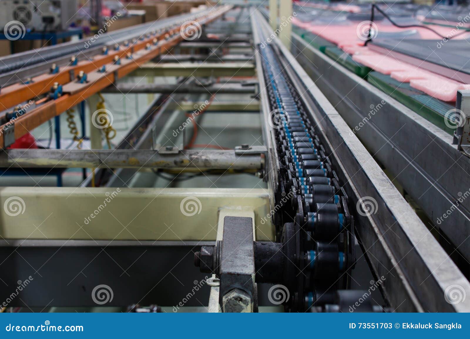 The Chain and Shaft Drive Line Conveyor Stock Image - Image of modern ...