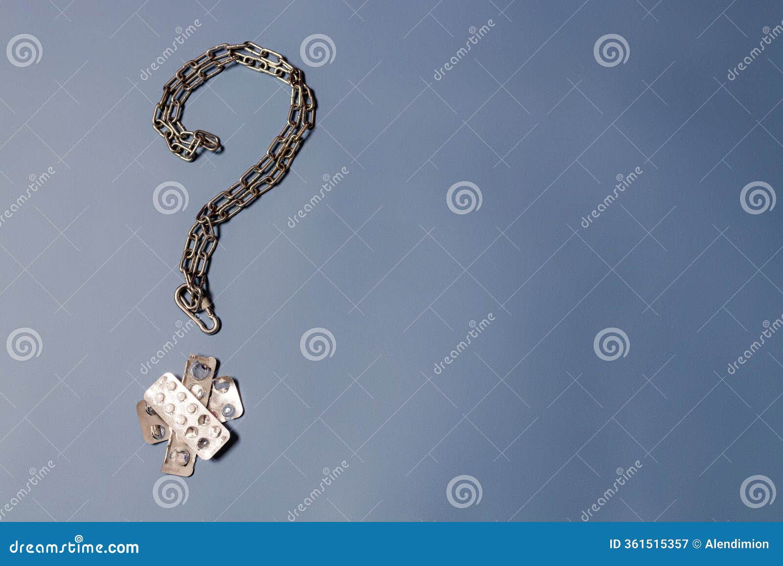 Chain in the Shape of a Question Mark and Tablet. the Concept of Drug ...