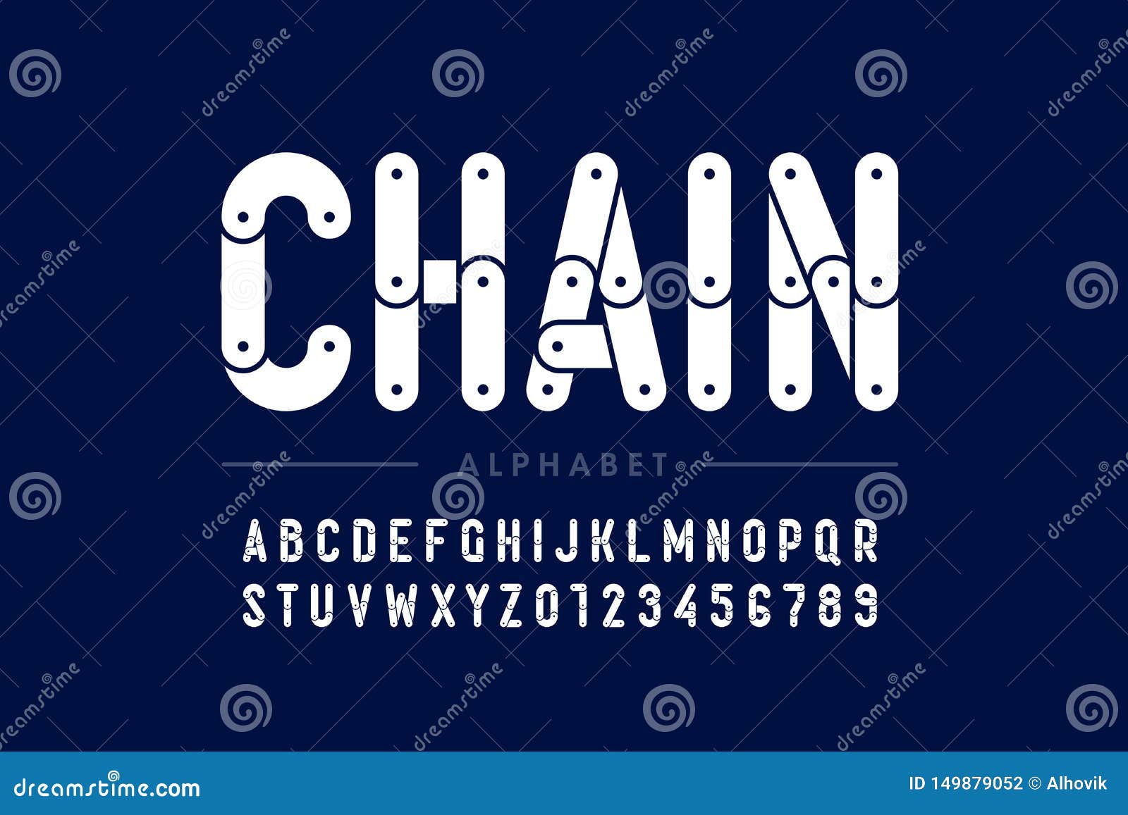 Chain style font stock vector. Illustration of industry - 149879052