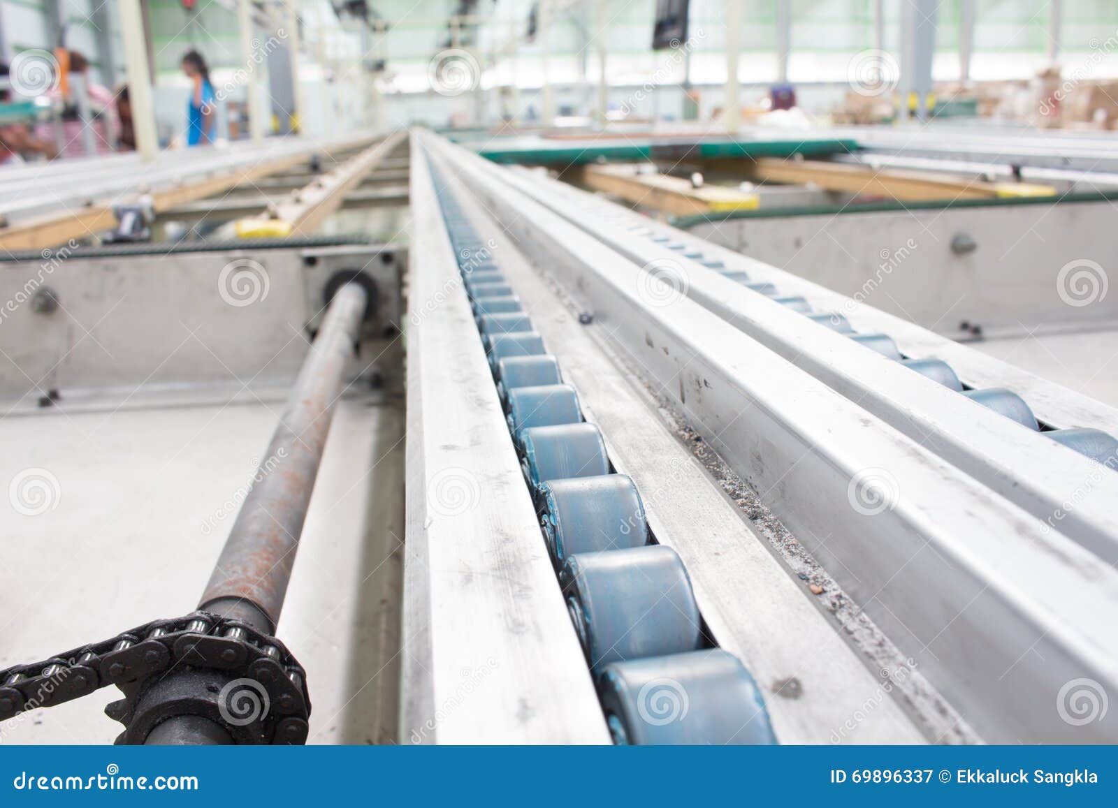 Chain Support for Pallet Conveyor Line at Factory Stock Image - Image ...