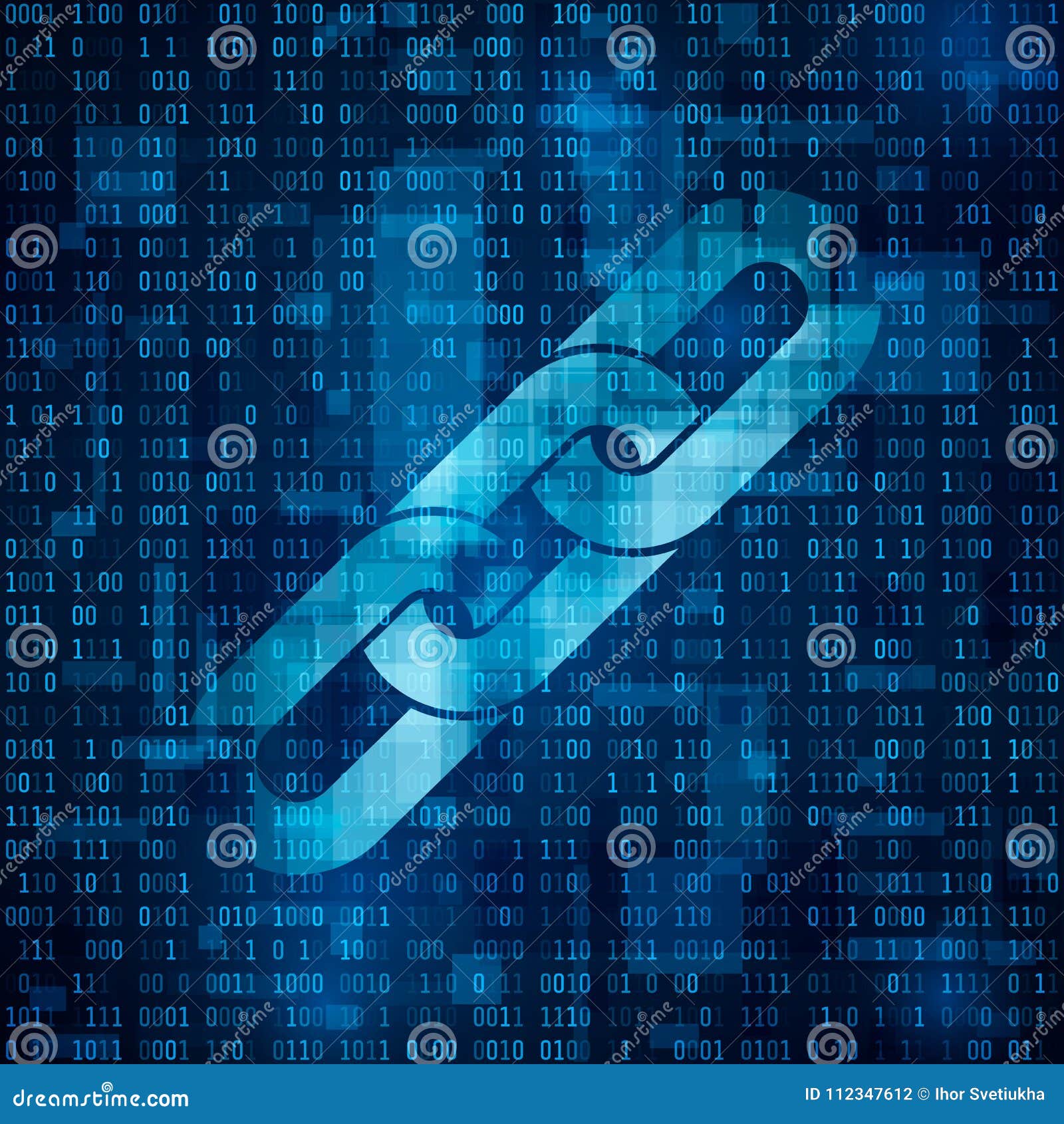 Chain Symbol Blockchain Hyperlink Symbol On Binary Code Stock Vector