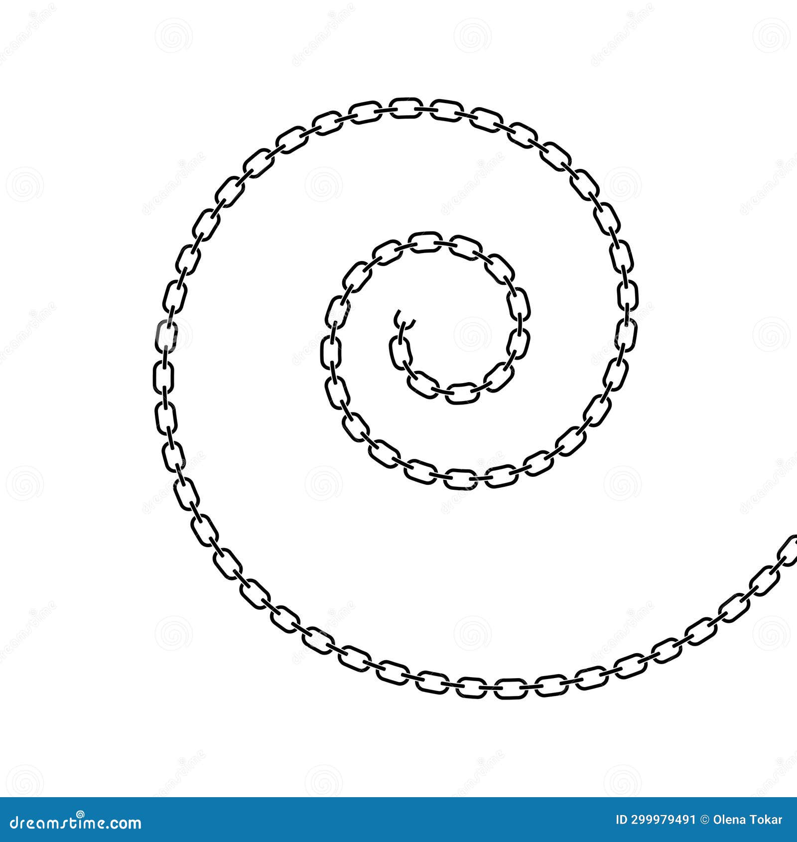 Chain Torn Twisted Shape, Metal Links Repeat, Vector Illustration ...