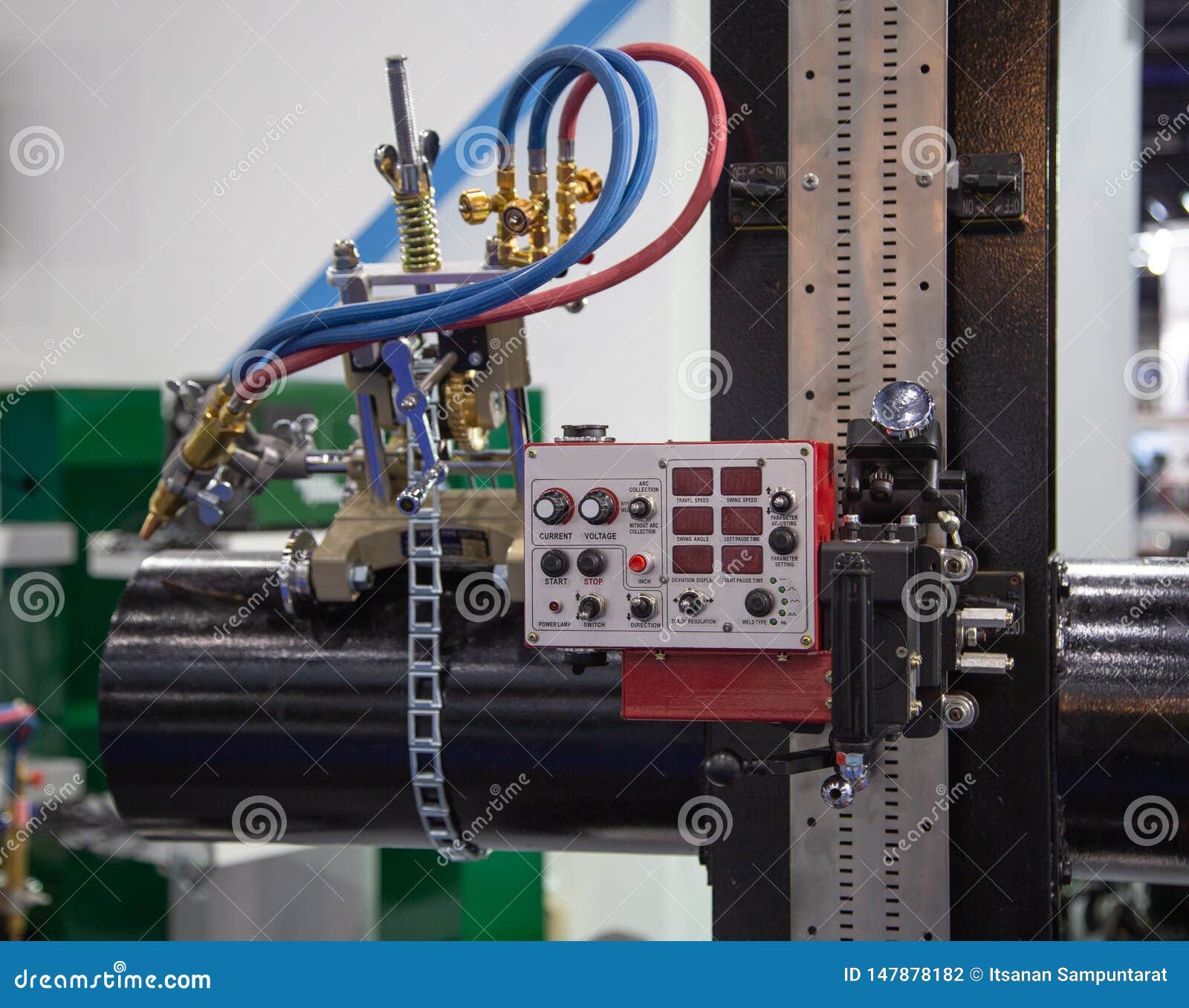Pipe welding machine stock photo. Image of steel, technology - 147878182