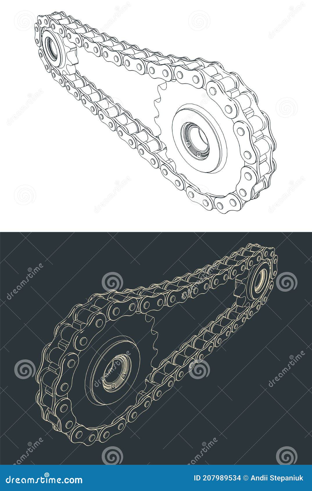 Chain Transmission Illustration Stock Vector - Illustration of outline ...
