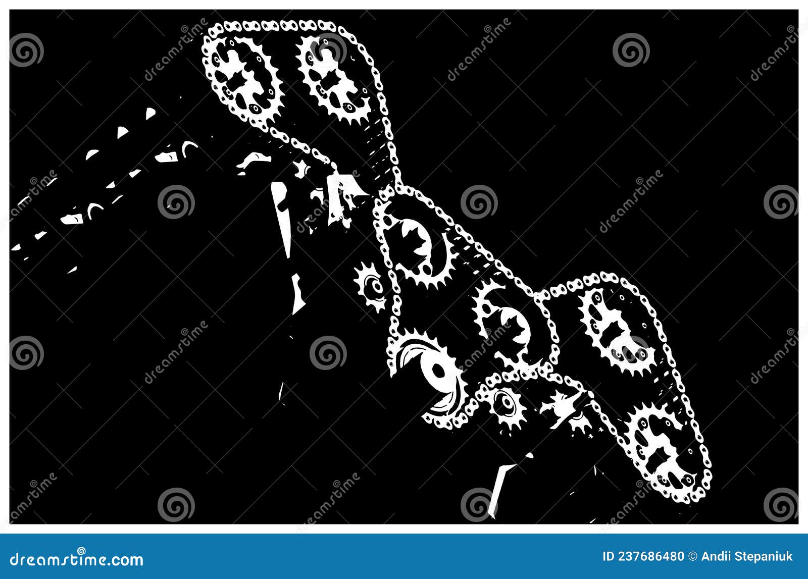 Chain Transmission Mechanisms Stock Vector - Illustration of closeup ...