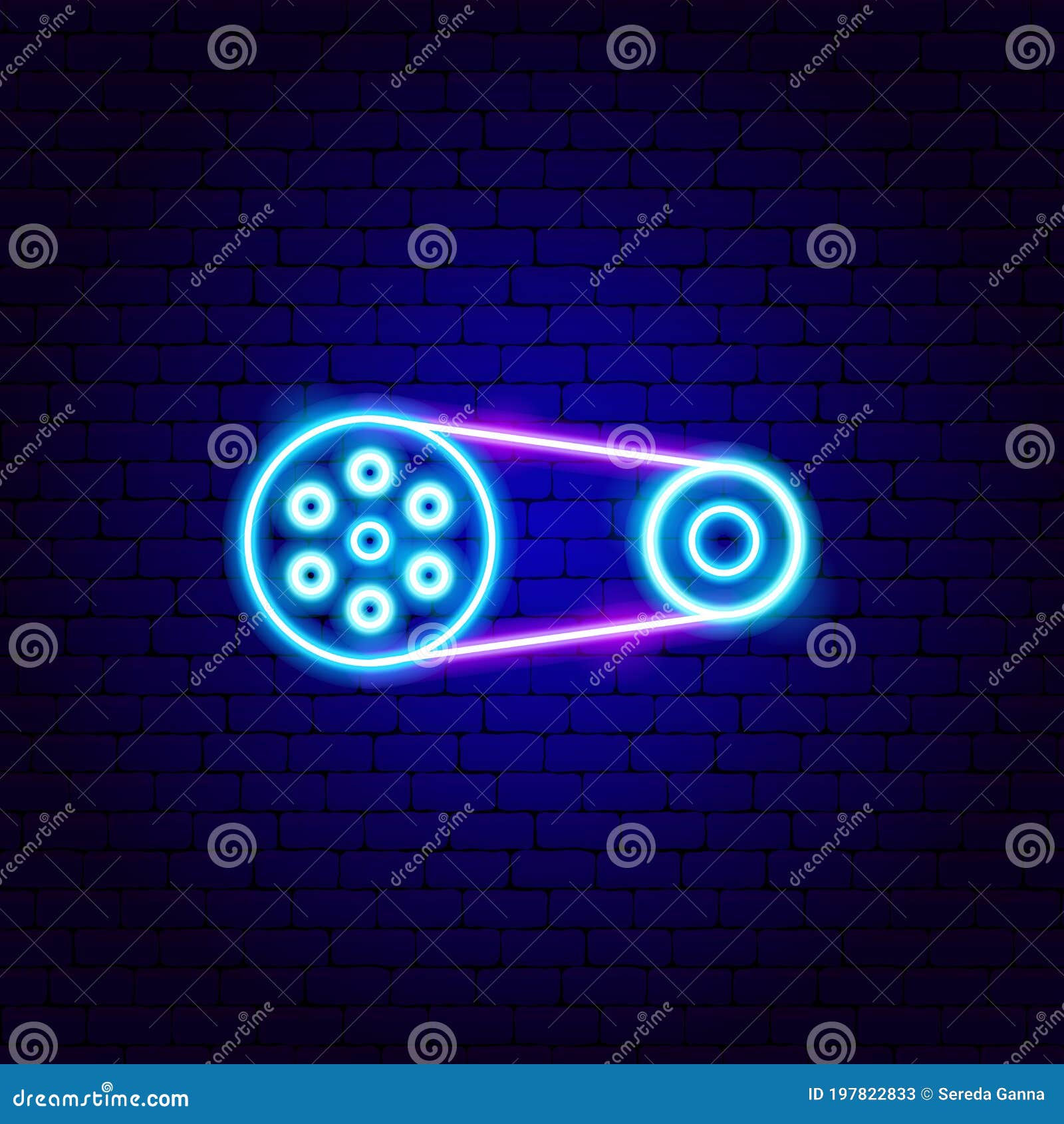 Chain Transmission Neon Sign Stock Vector - Illustration of engine ...