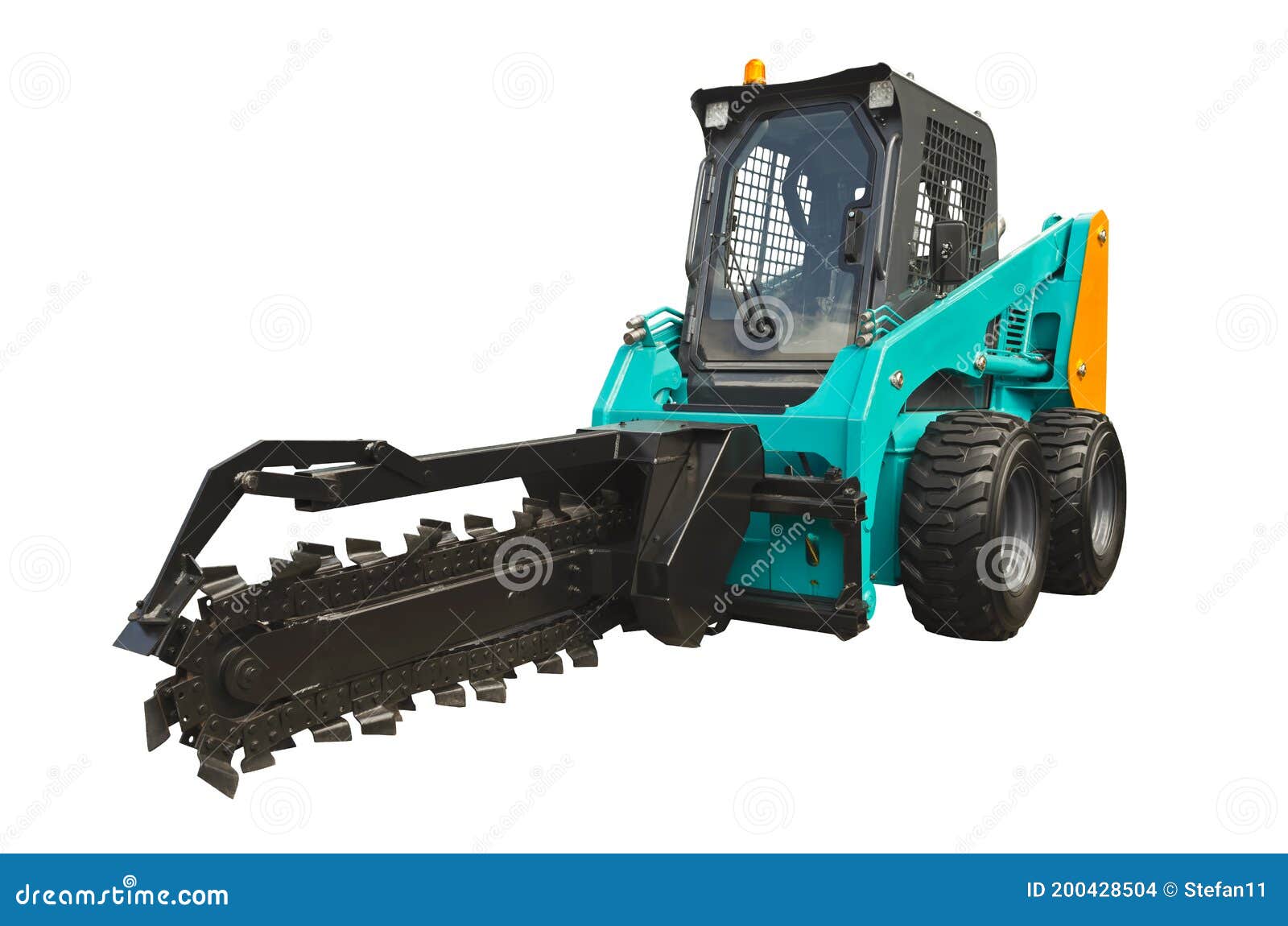 Chain Trencher Fixed on Skid Steer Loader Stock Photo - Image of ...