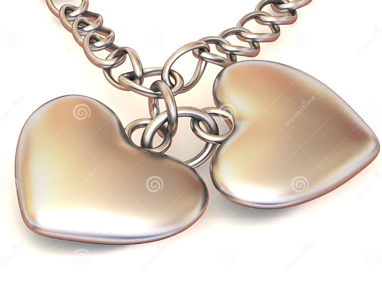 Chain with two hearts stock illustration. Illustration of necklace ...