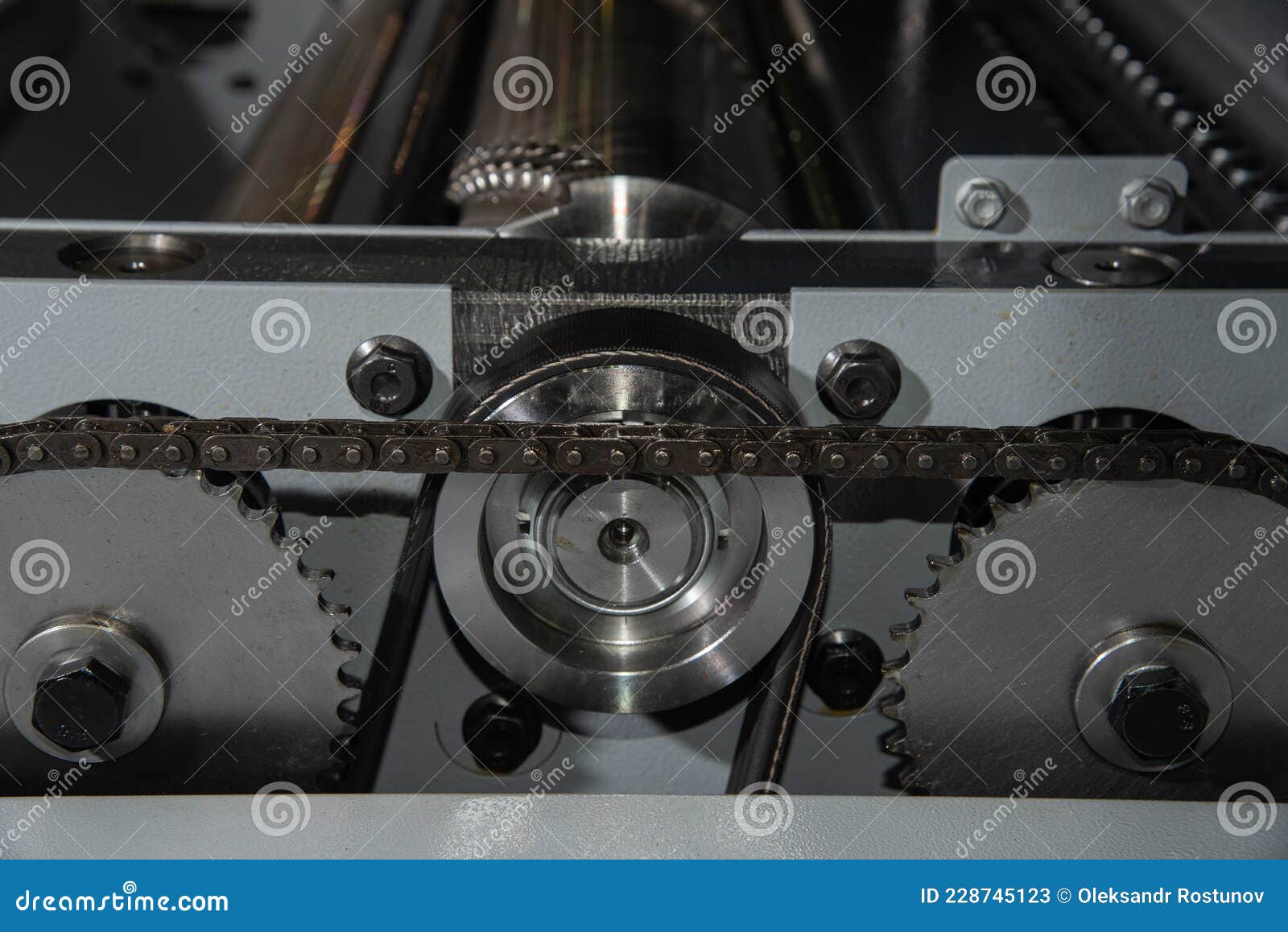 Belt Transmission In A Mechanical Machine. Stock Photography ...