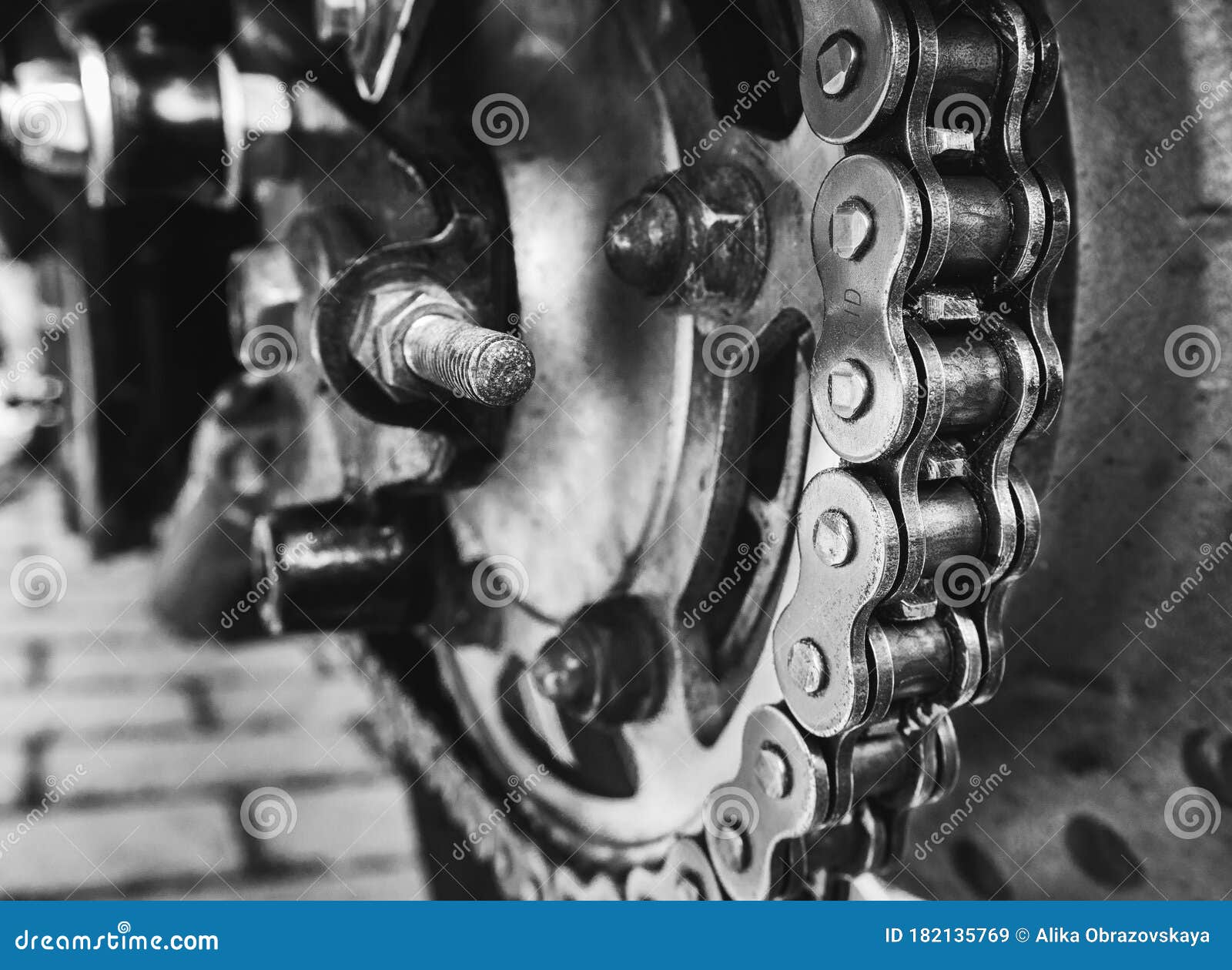Chain on the Wheel of a Chopper Motorcycle Close-up Stock Image - Image ...