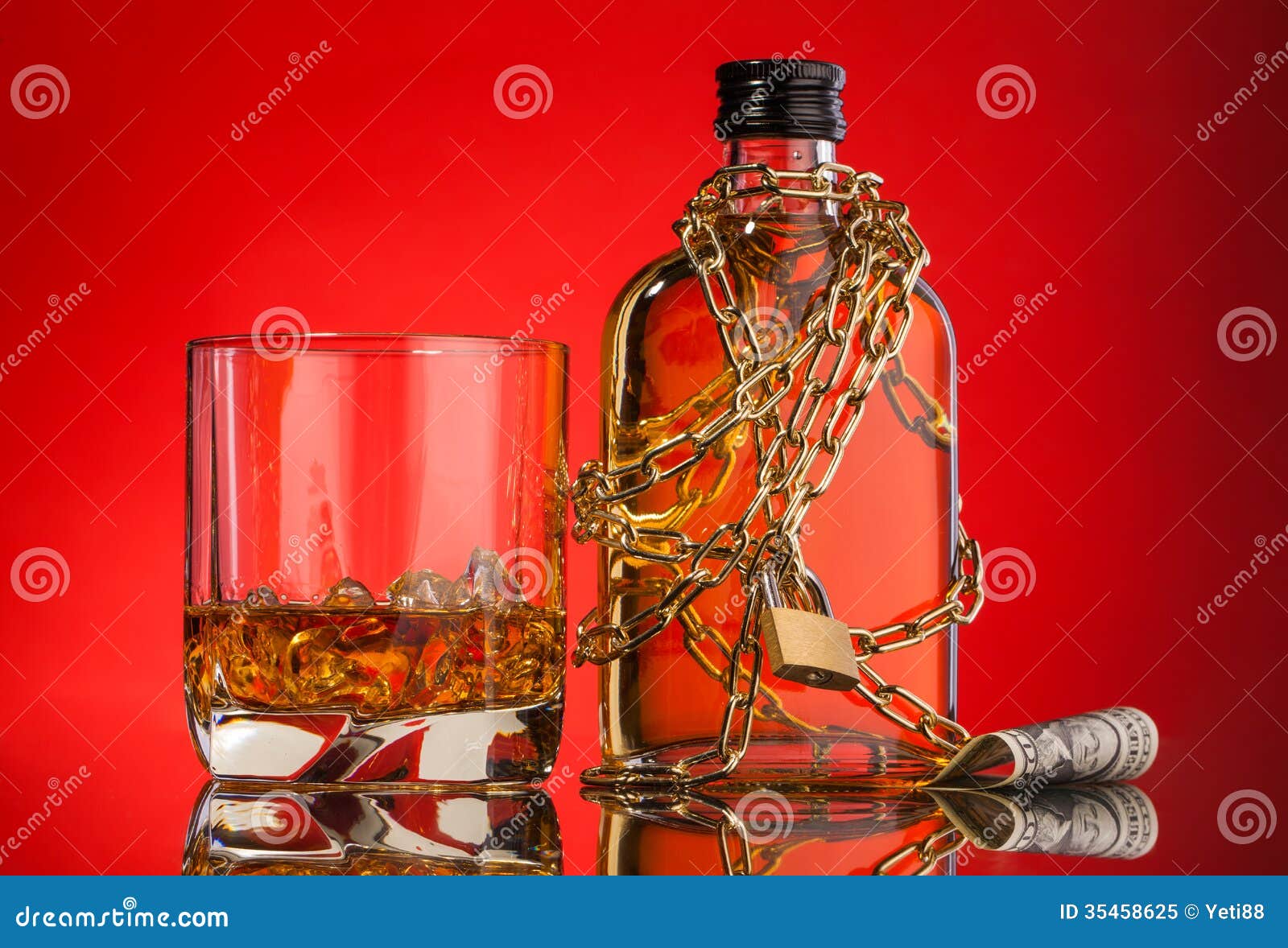 Chain and whisky bottle stock image. Image of liquid - 35458625