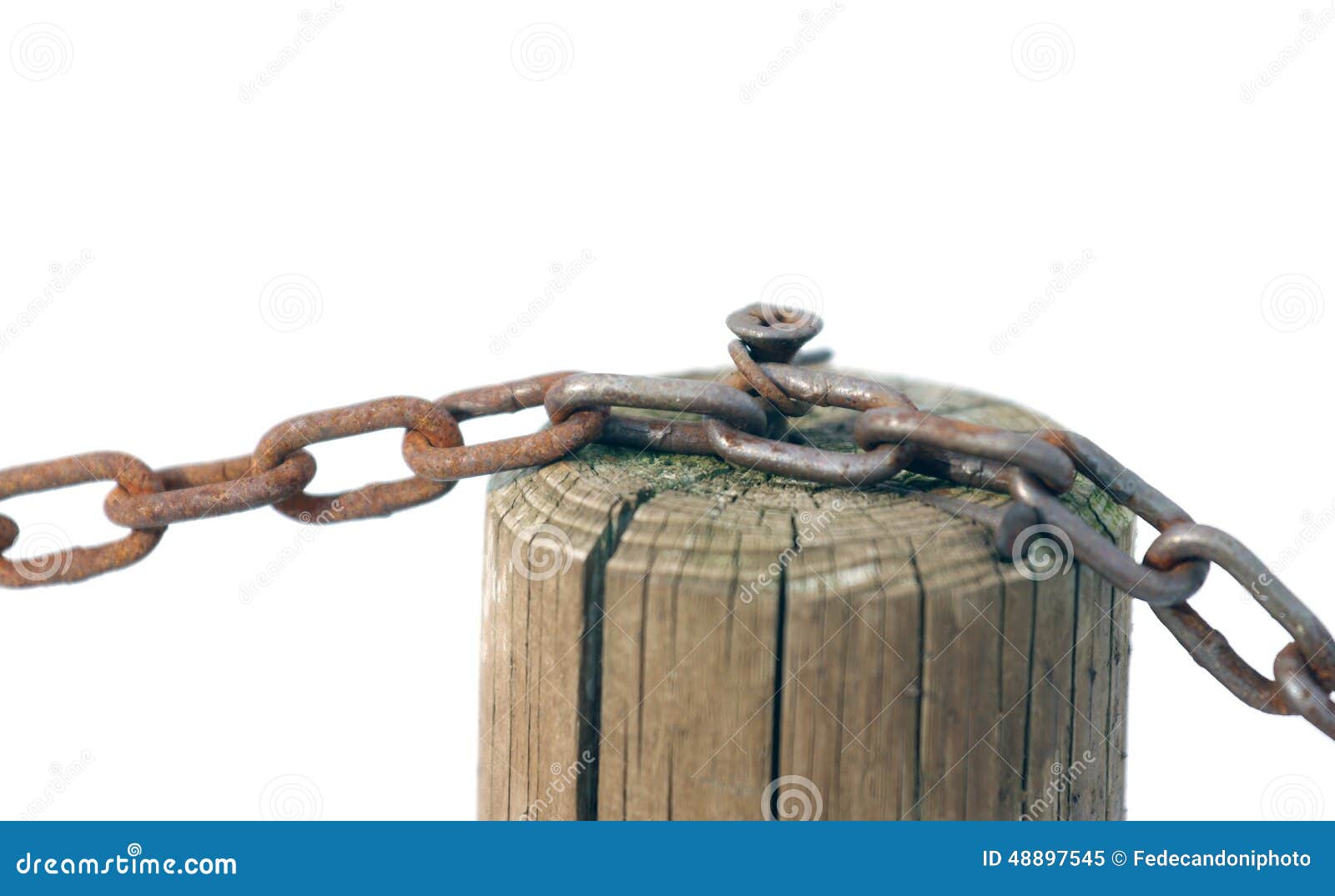 Chain with the Wooden Pole and White Background Stock Image - Image of ...