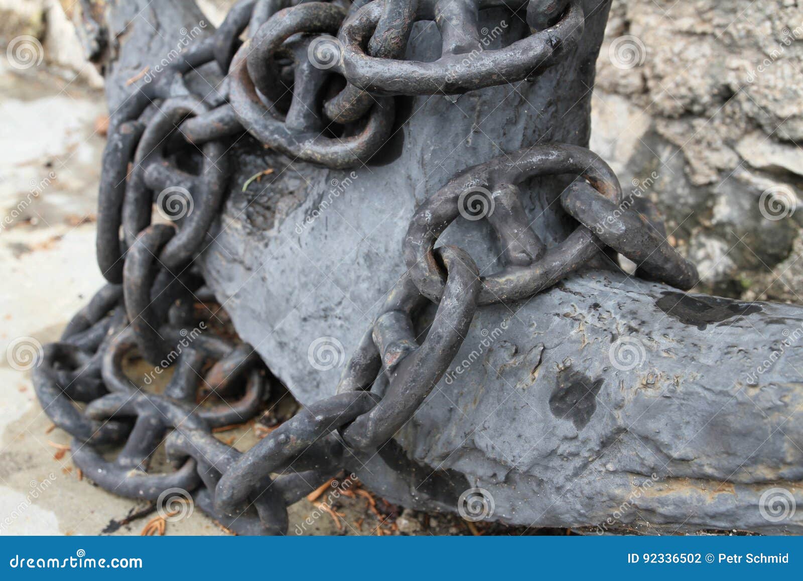 Chain Wrapped Around the Anchor Stock Photo - Image of wrapped, grey ...