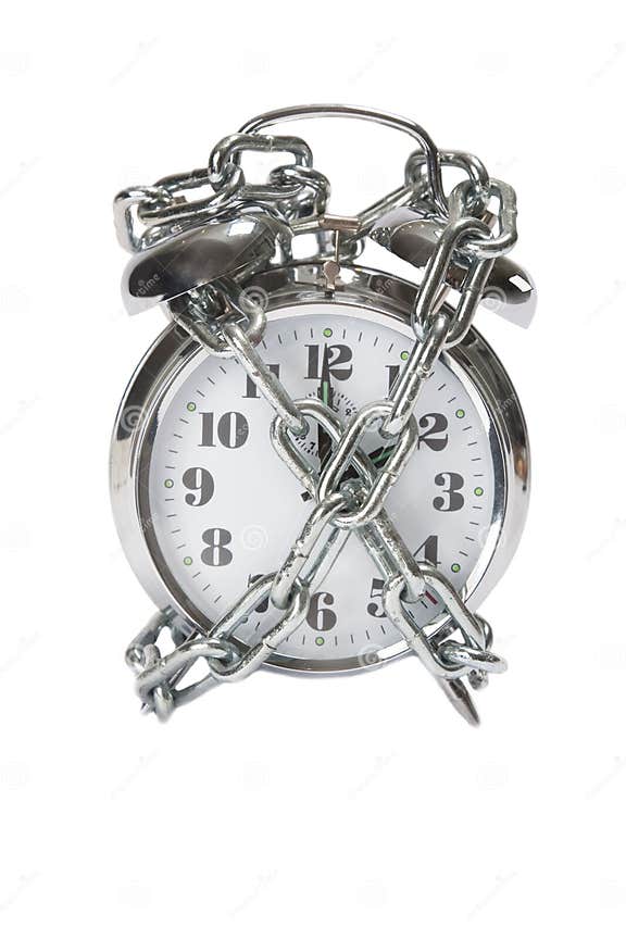 Chained Alarm clock stock image. Image of holding, chain - 16446133