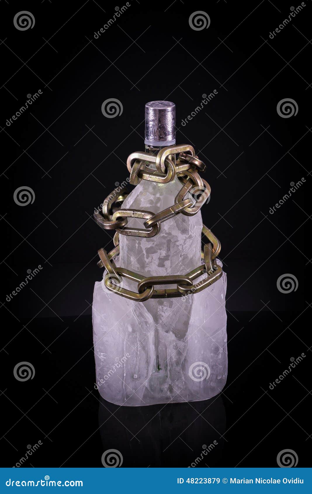 Chained bottle of vodka stock image. Image of access - 48223879