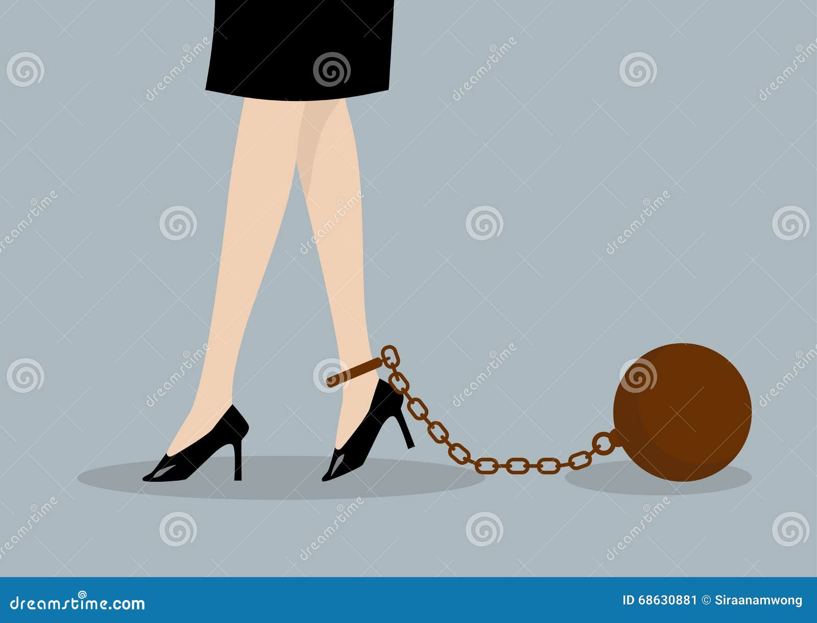 Chained Business Woman Cartoon Vector | CartoonDealer.com #68630881