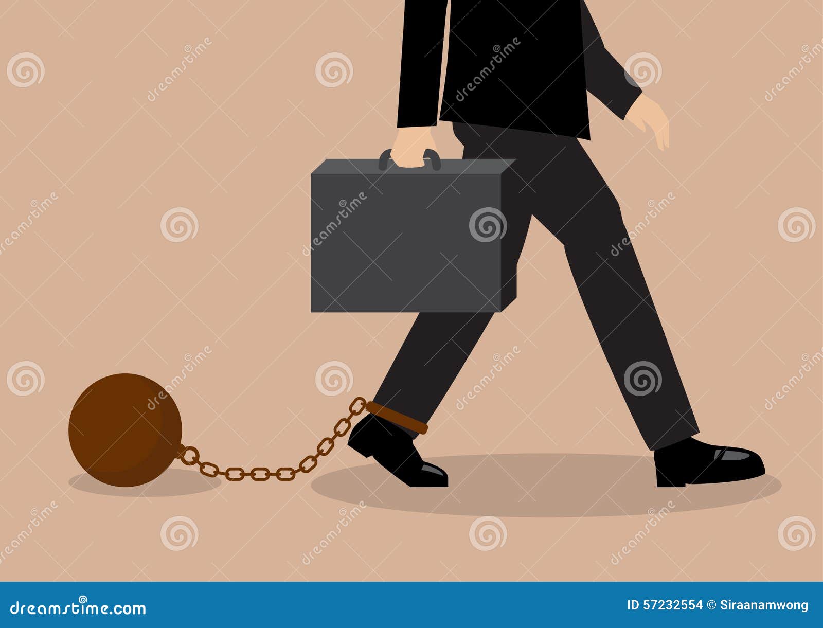 Chained Businessman Vector Concept In Flat Cartoon Style ...