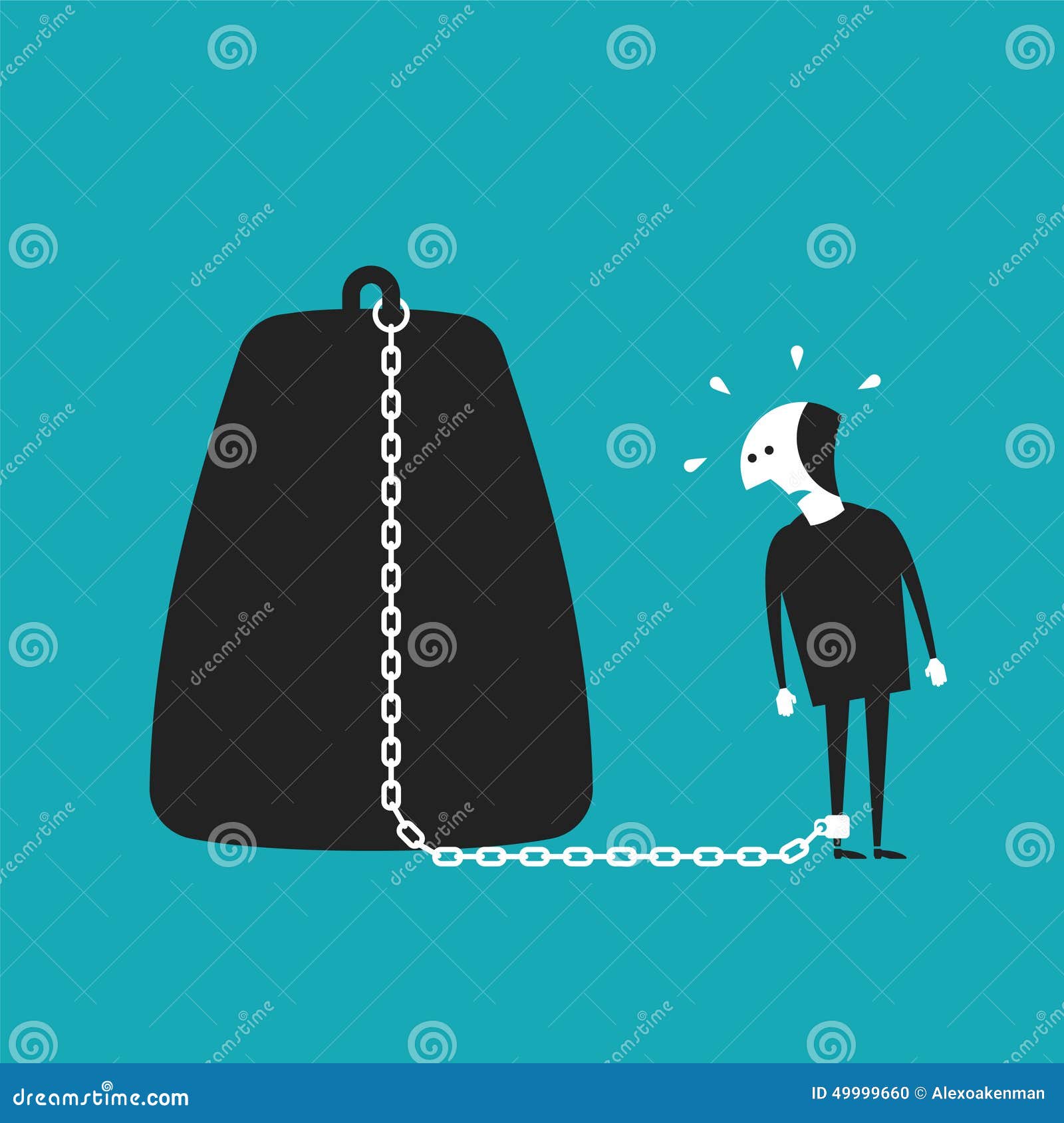 Chained Businessman Vector Concept In Flat Cartoon Style ...
