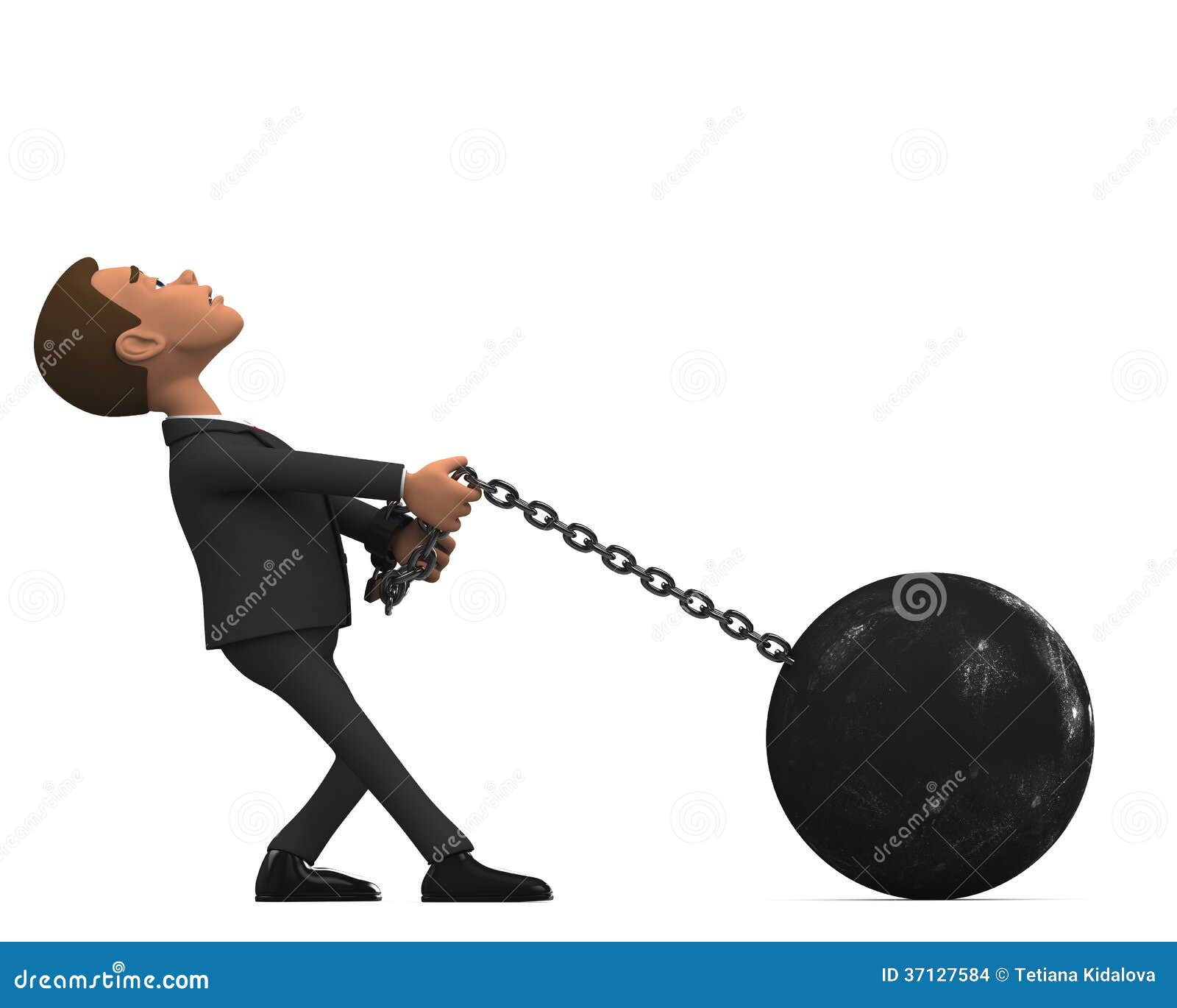 Chained Businessman Vector Concept In Flat Cartoon Style ...