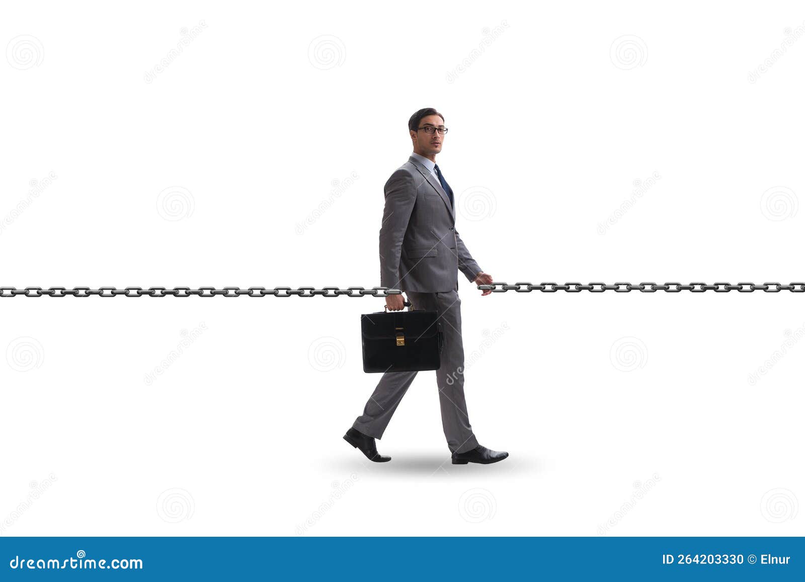 Chained Businessman in Workaholic Concept Stock Illustration ...