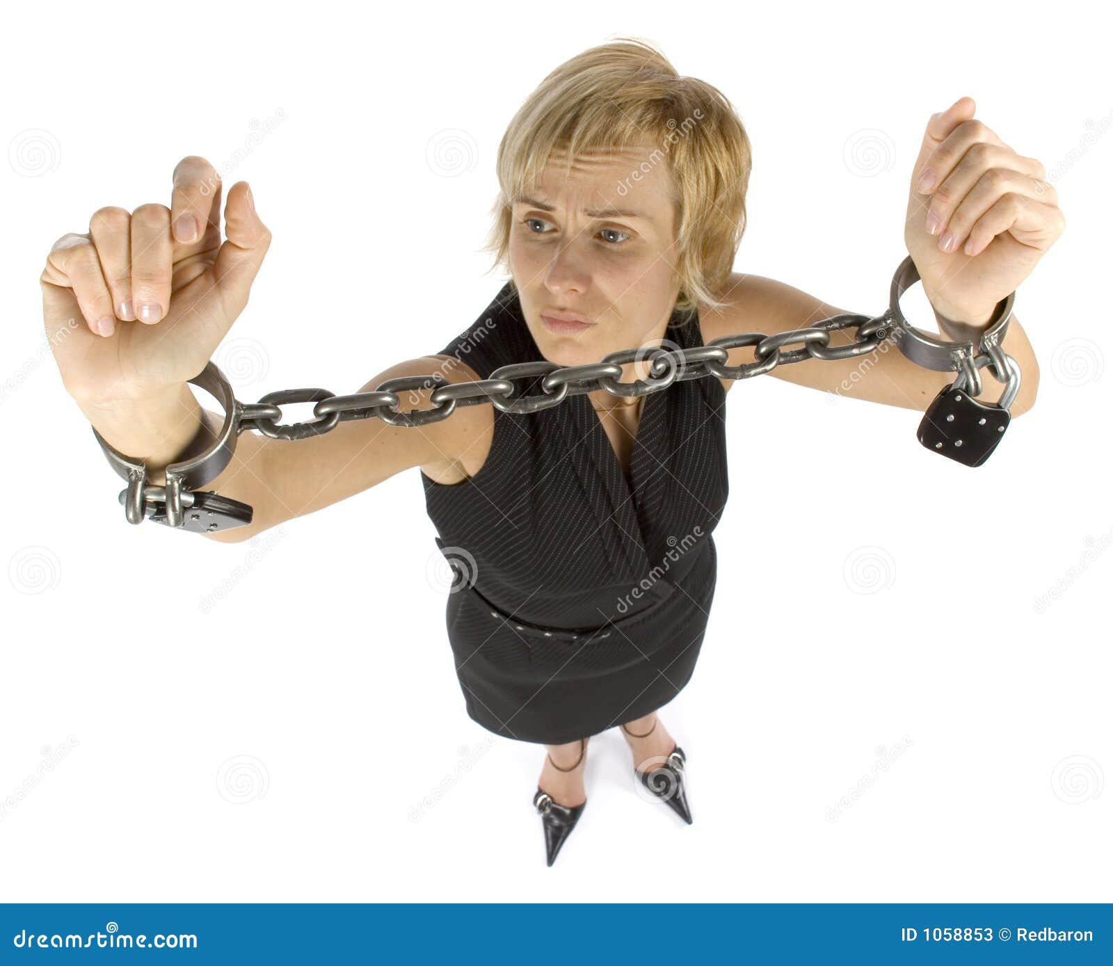 Chained businesswoman stock image. Image of body, face - 1058853