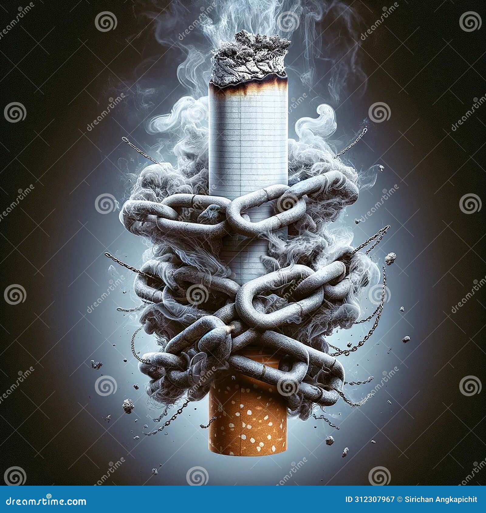 Chained Cigarette with Smoke: Addiction Representation , AI Generate ...