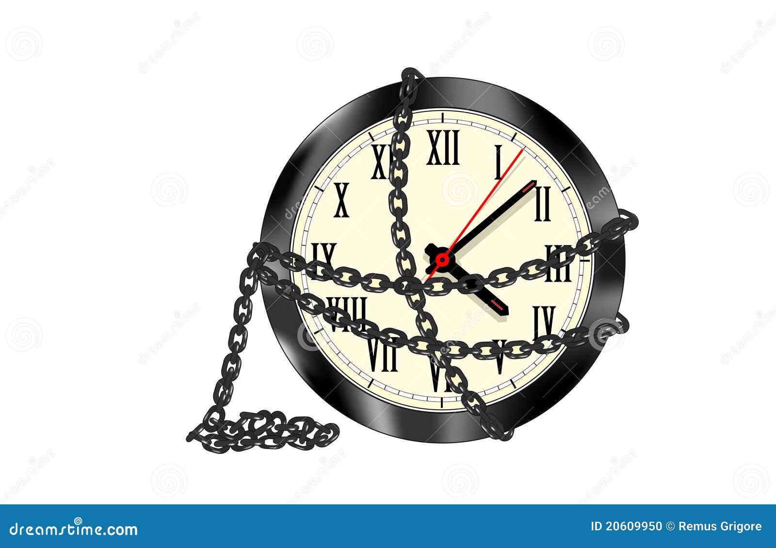 Chained clock isolated stock illustration. Illustration of tied - 20609950