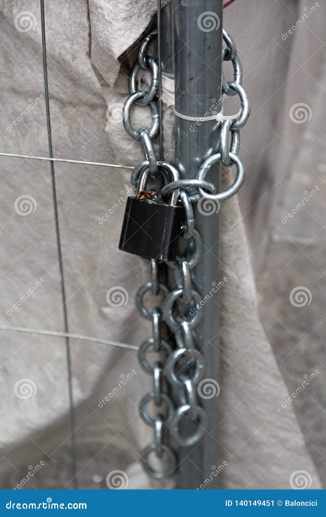 Chained Fence Padlock stock image. Image of padlock - 140149451