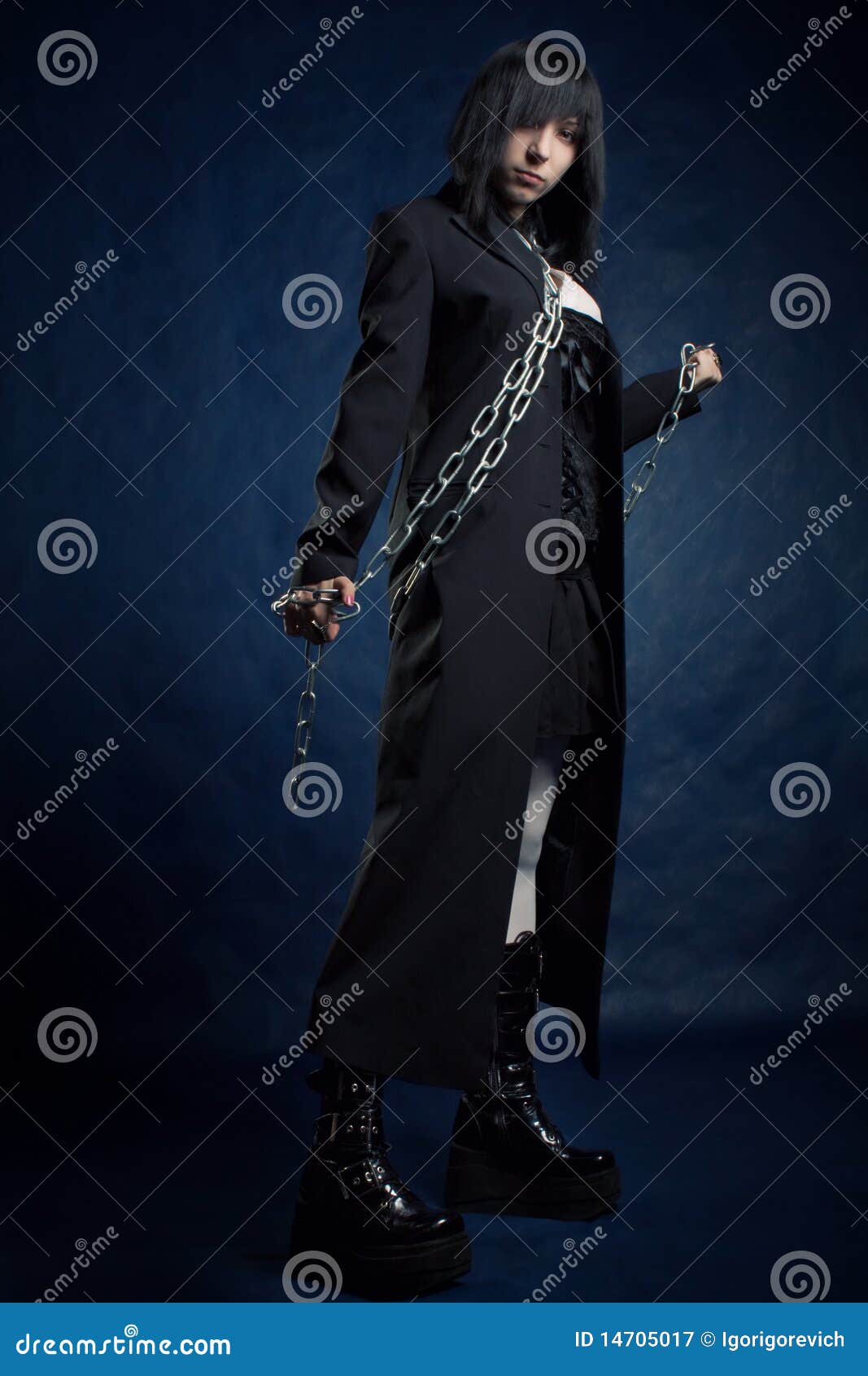 Chained gothic girl stock image. Image of brunette, satisfaction - 14705017